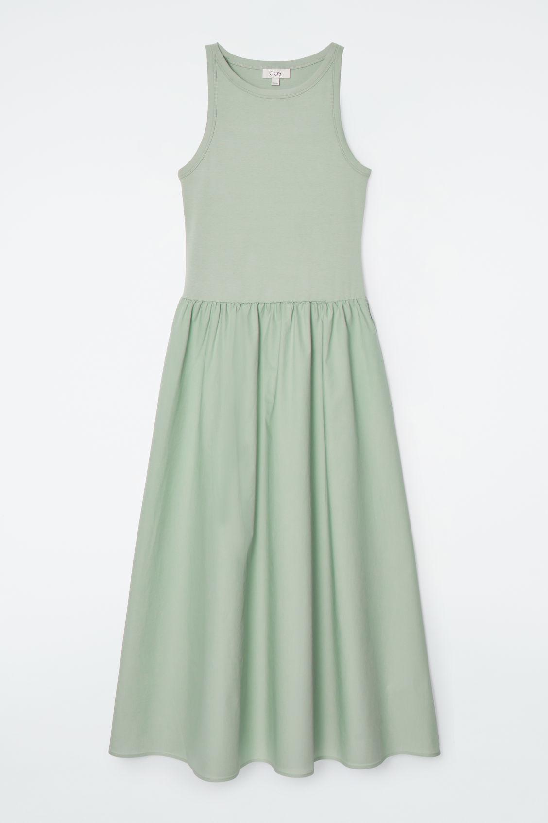 COS Contrast-Panel Maxi Dress in SAGE GREEN | endource