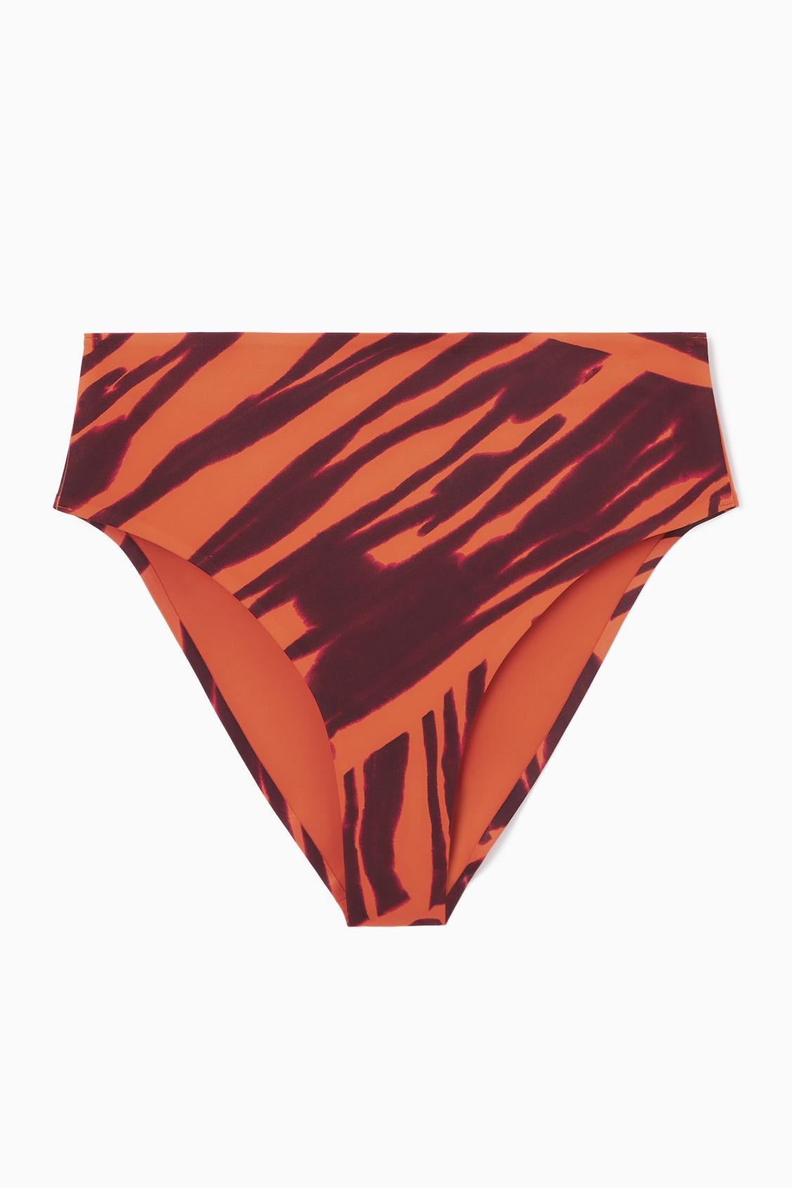 COS High-Waisted Scuba Bikini Briefs in BROWN / ORANGE / PINK | endource