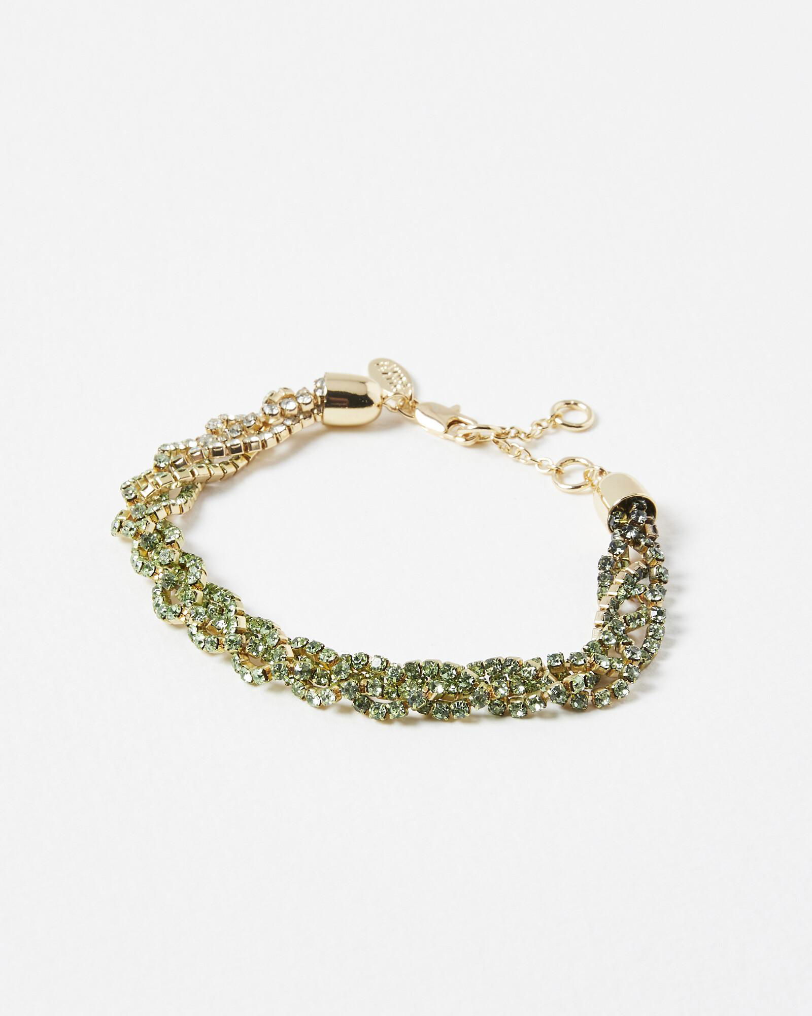 OLIVER BONAS Cascade Ombre Glass Twisted Chain Bracelet in Green | endource