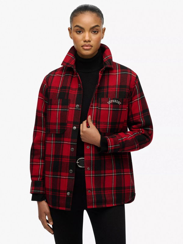 SUPERDRY Plaid Check Lined Shirt, Red Check | endource