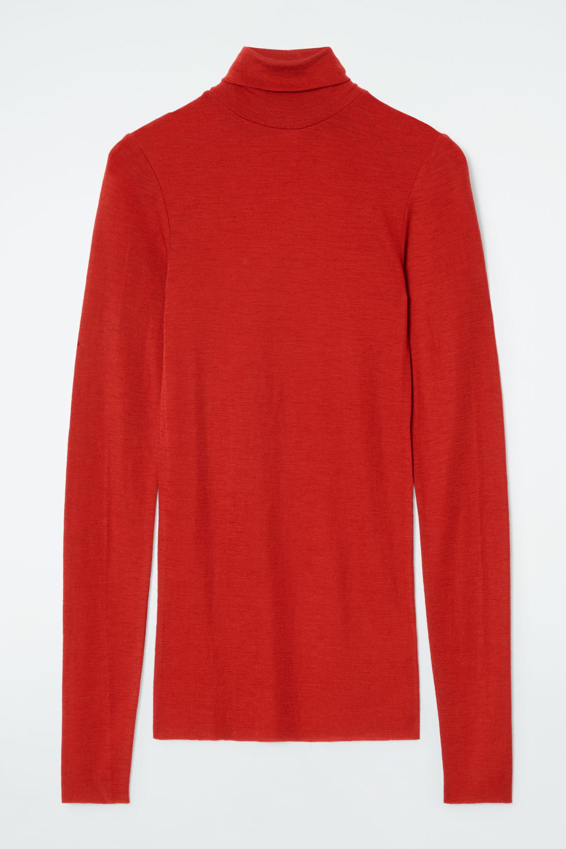 COS Merino Wool Turtleneck Top in RED | endource
