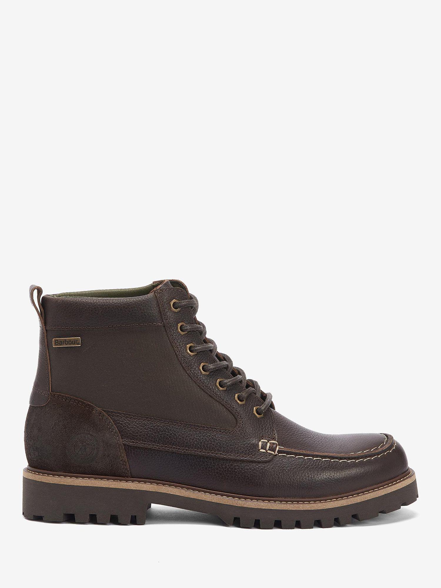 BARBOUR Sheene Leather Moc Toe Derby Boots in Brown | endource