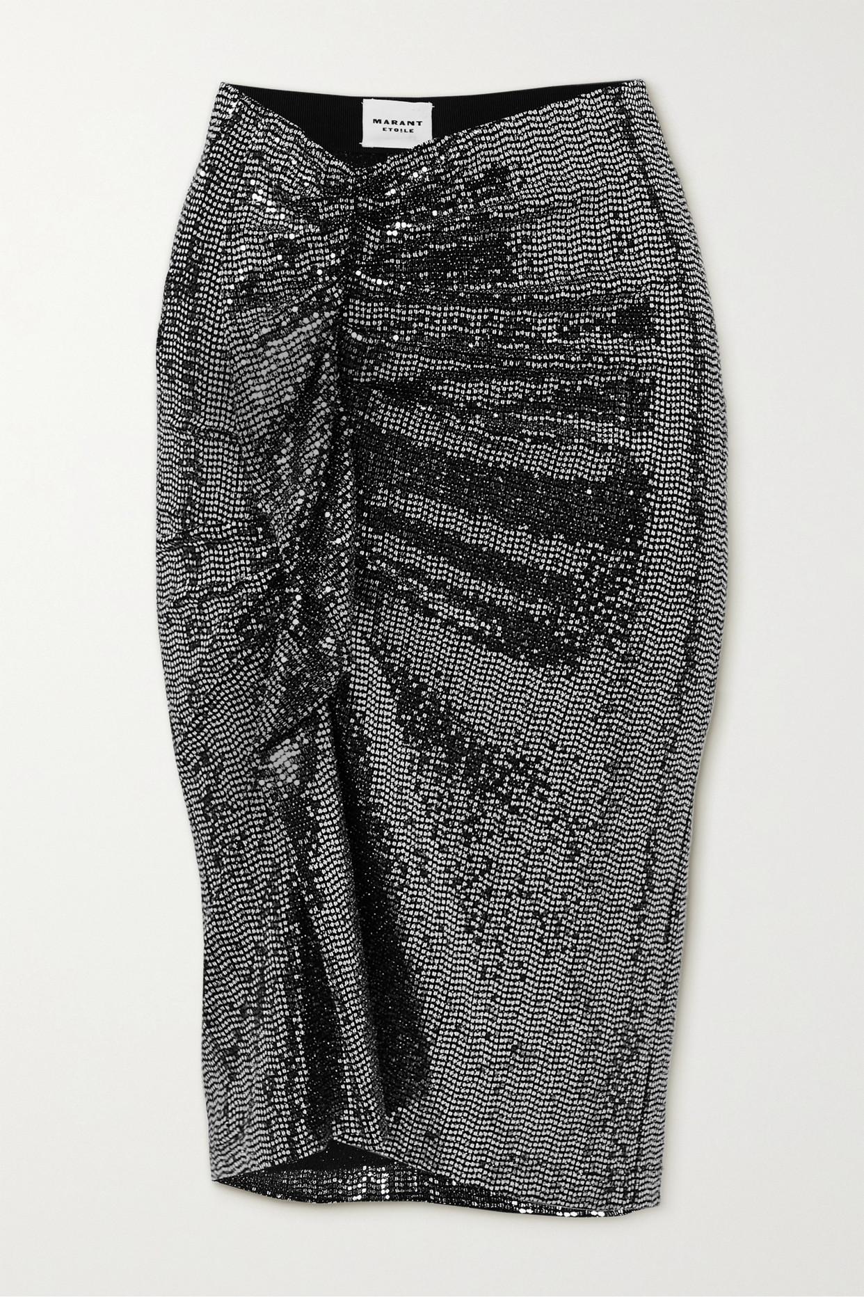 MARANT ÉTOILE Dolene Ruffled Sequined Tulle Skirt | endource