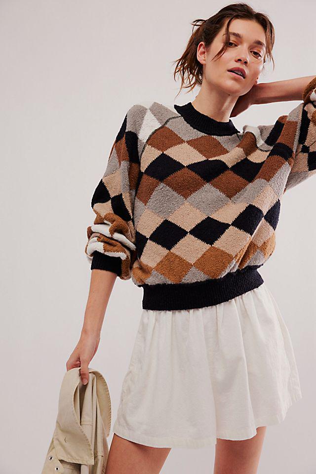 FREE PEOPLE Riley Pattern Pullover in Lapis Quartz Combo | Endource