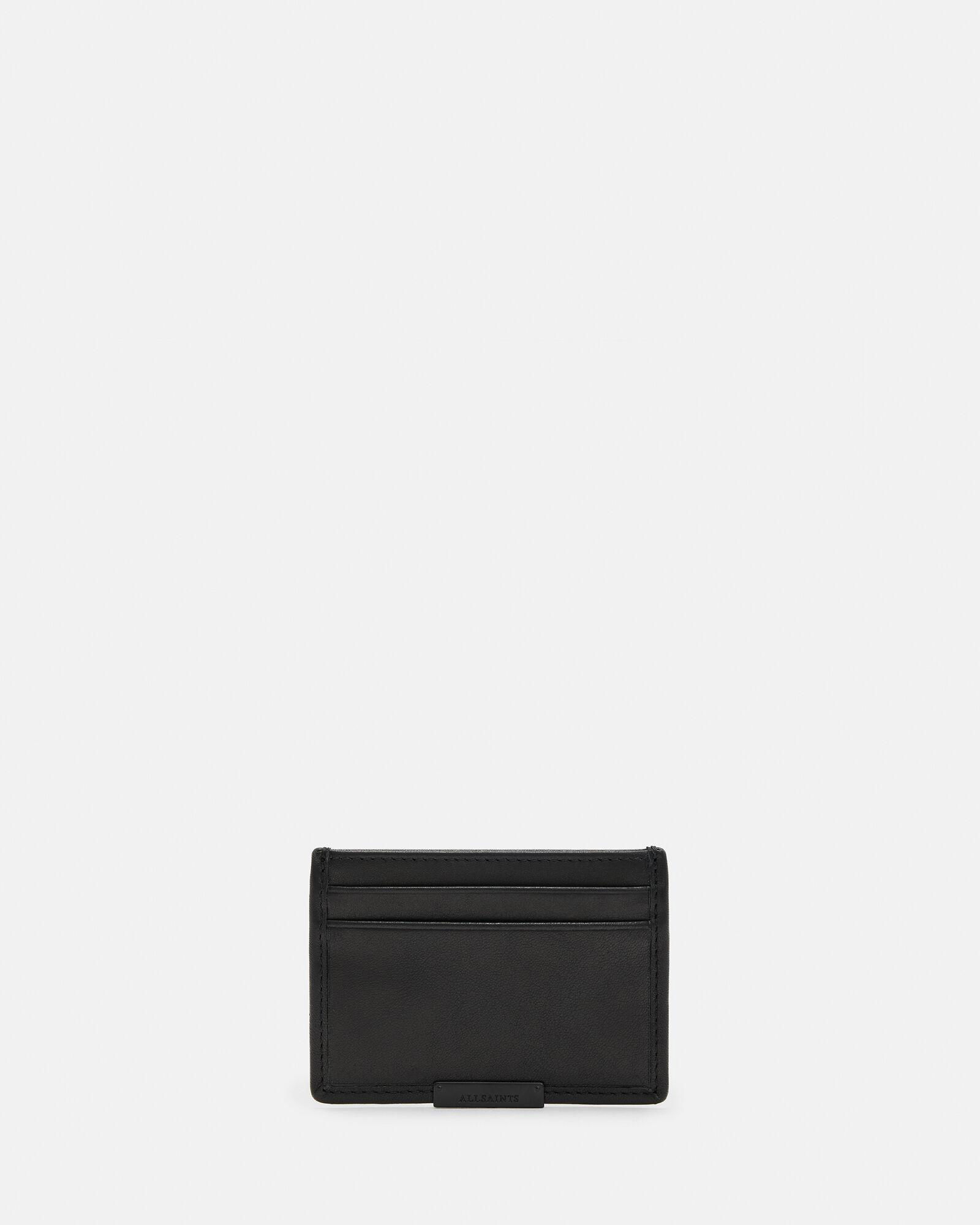 ALLSAINTS Dove Leather Cardholder Wallet in Black | endource