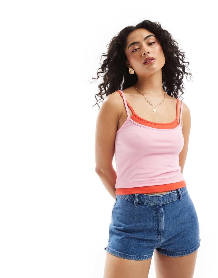 MANGO Double Cami Top in PINK | endource