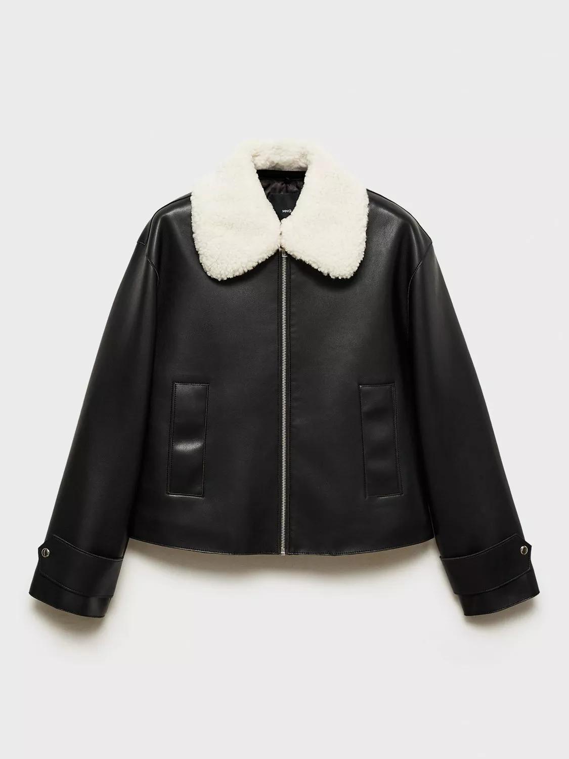 MANGO Zlata Detachable Collar Jacket in Black | endource
