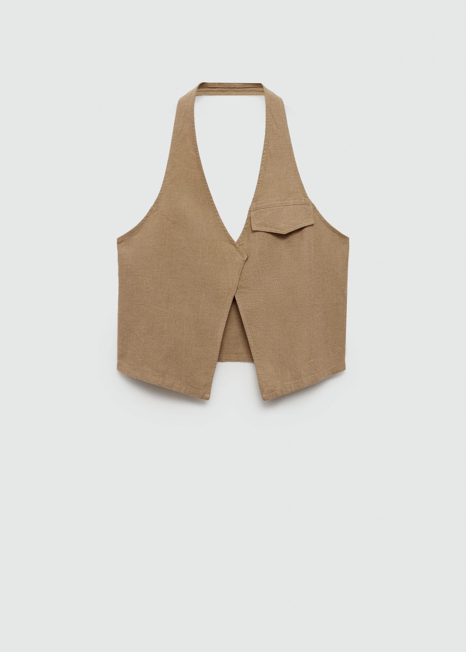 MANGO Pocket Halter Top in Brown | Endource