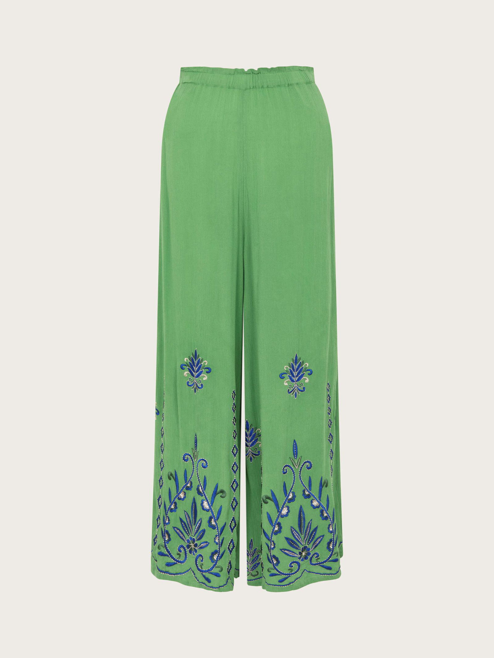 Monsoon Saffron Embroidered Trousers in Green | Endource