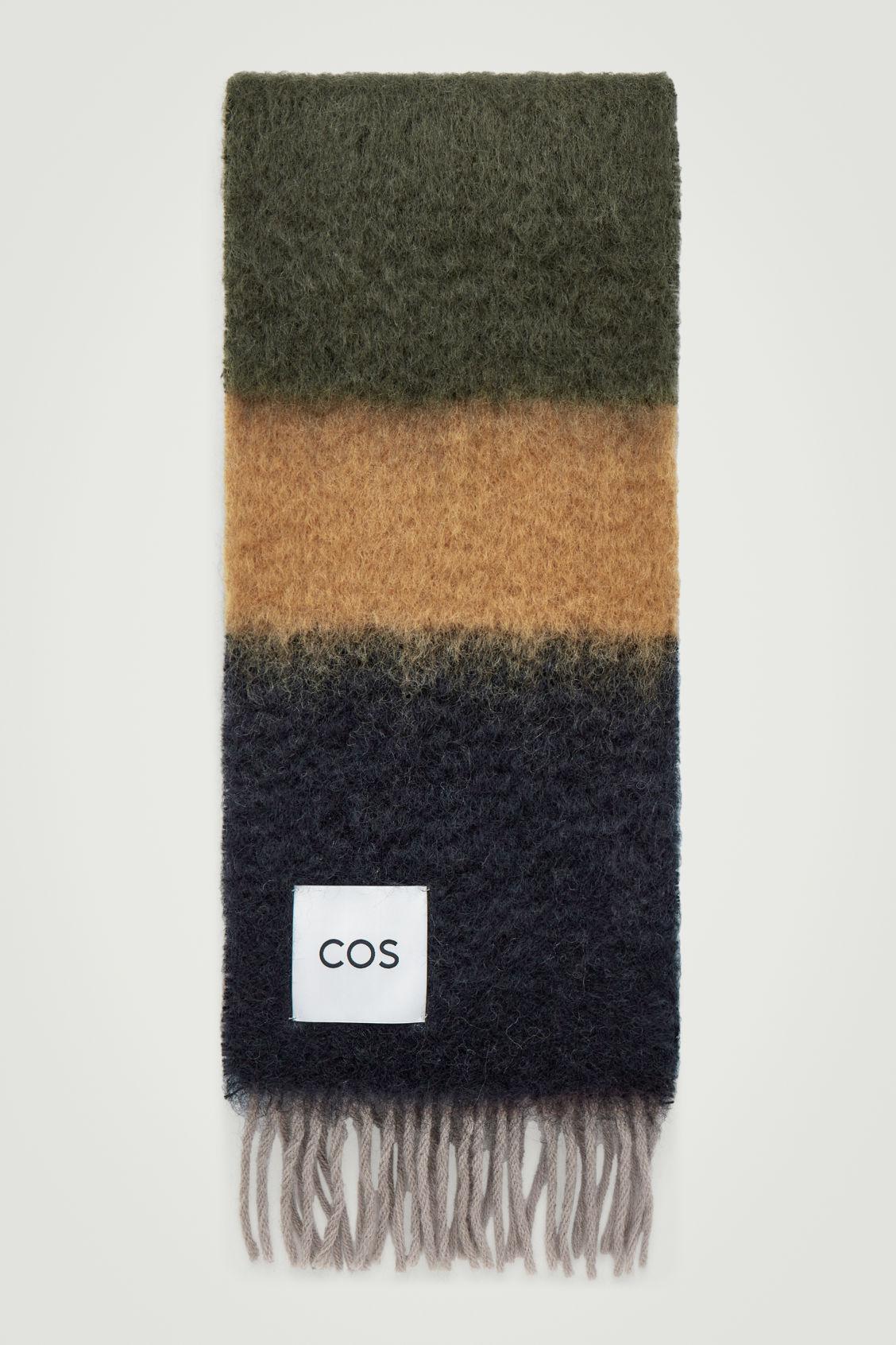 COS Colour-Block Mohair Scarf in NAVY / STRIPED | endource