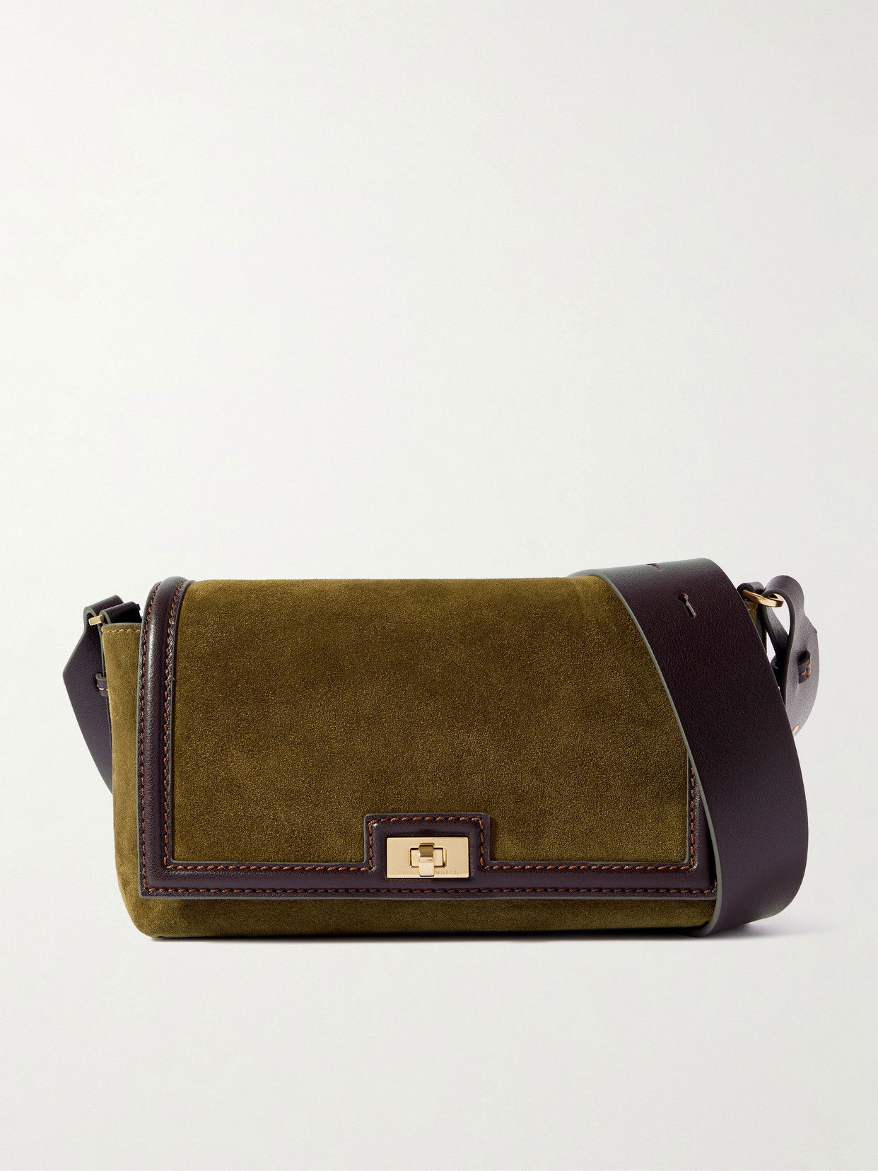 ANYA HINDMARCH Mortimer Frame Leather-Trimmed Suede Shoulder Bag | endource