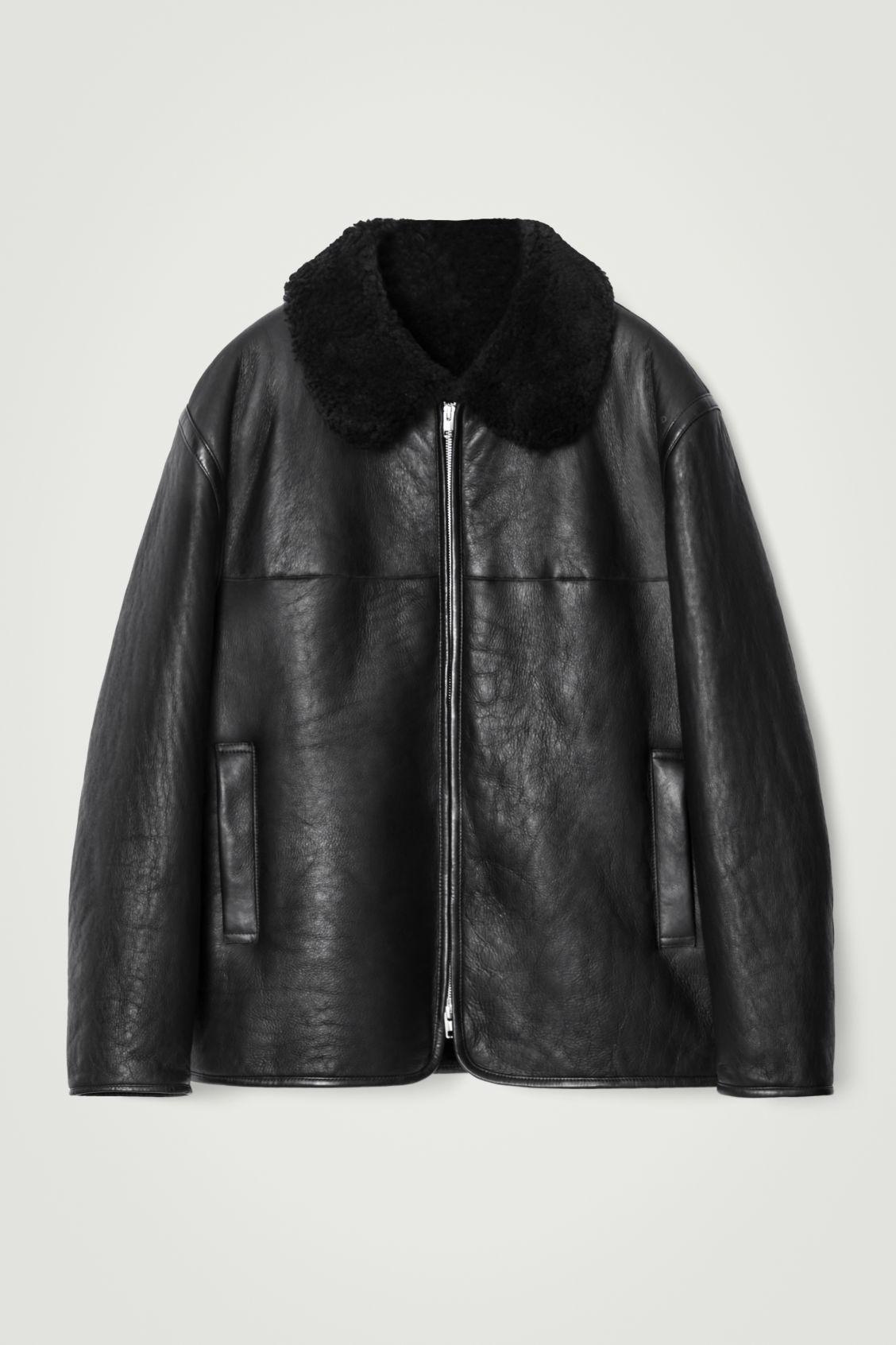 COS Shearling Flight Jacket in BLACK | endource