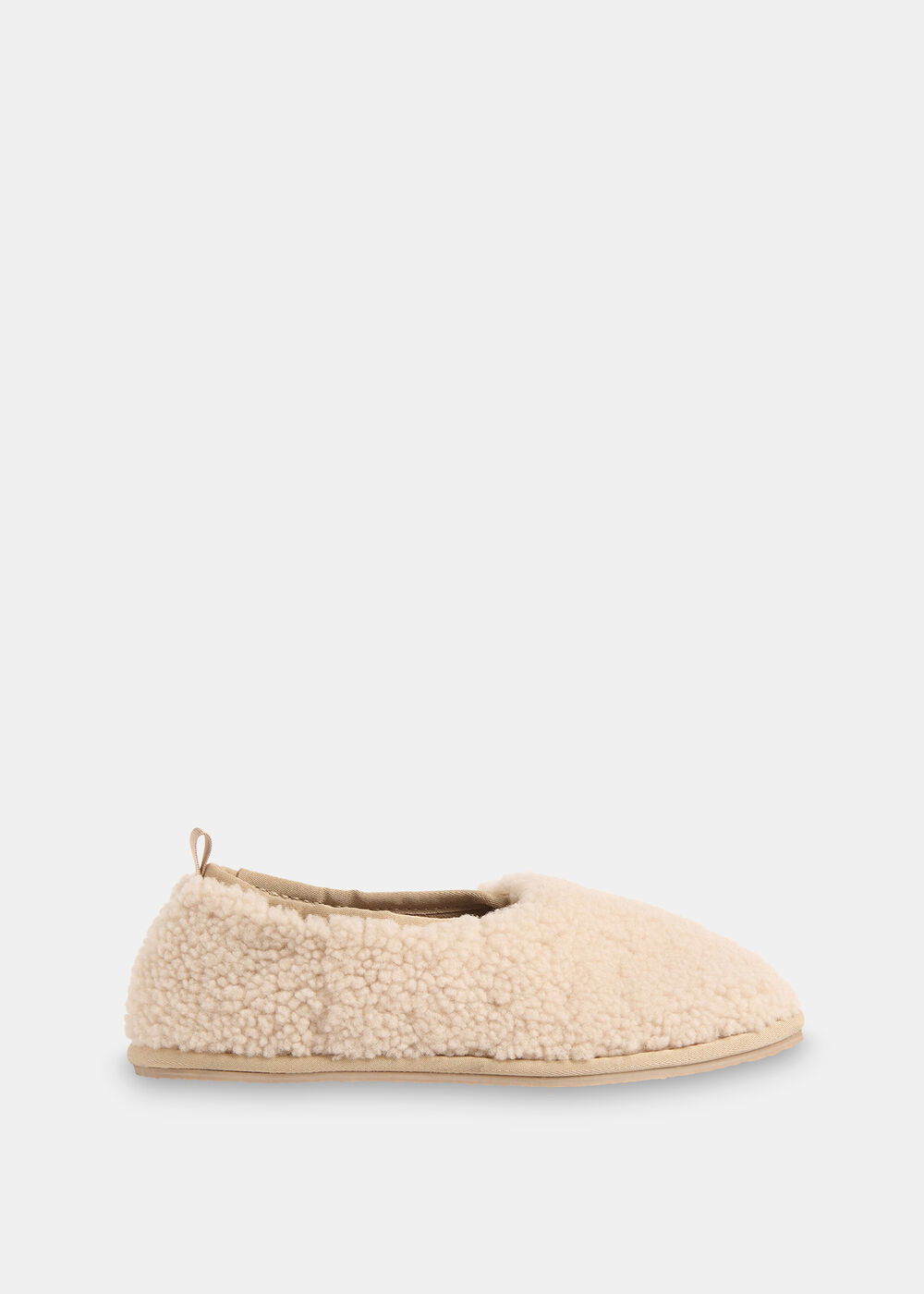 WHISTLES Neutral Shearling Ballet Slipper | endource