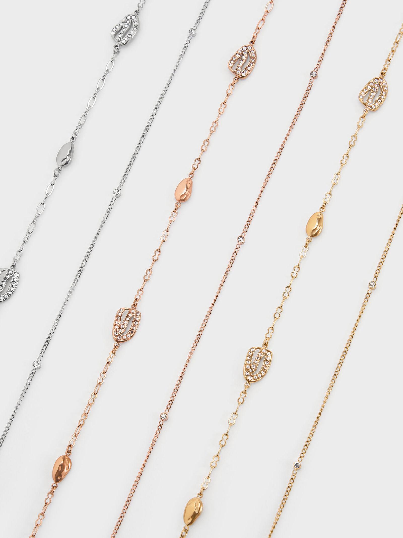 CHARLES & KEITH Aine Crystal Double-Chain Necklace | endource