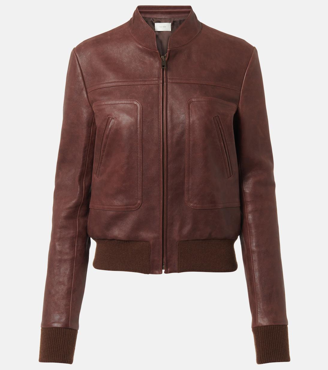 THE ROW Bader Leather Jacket in Brown | endource