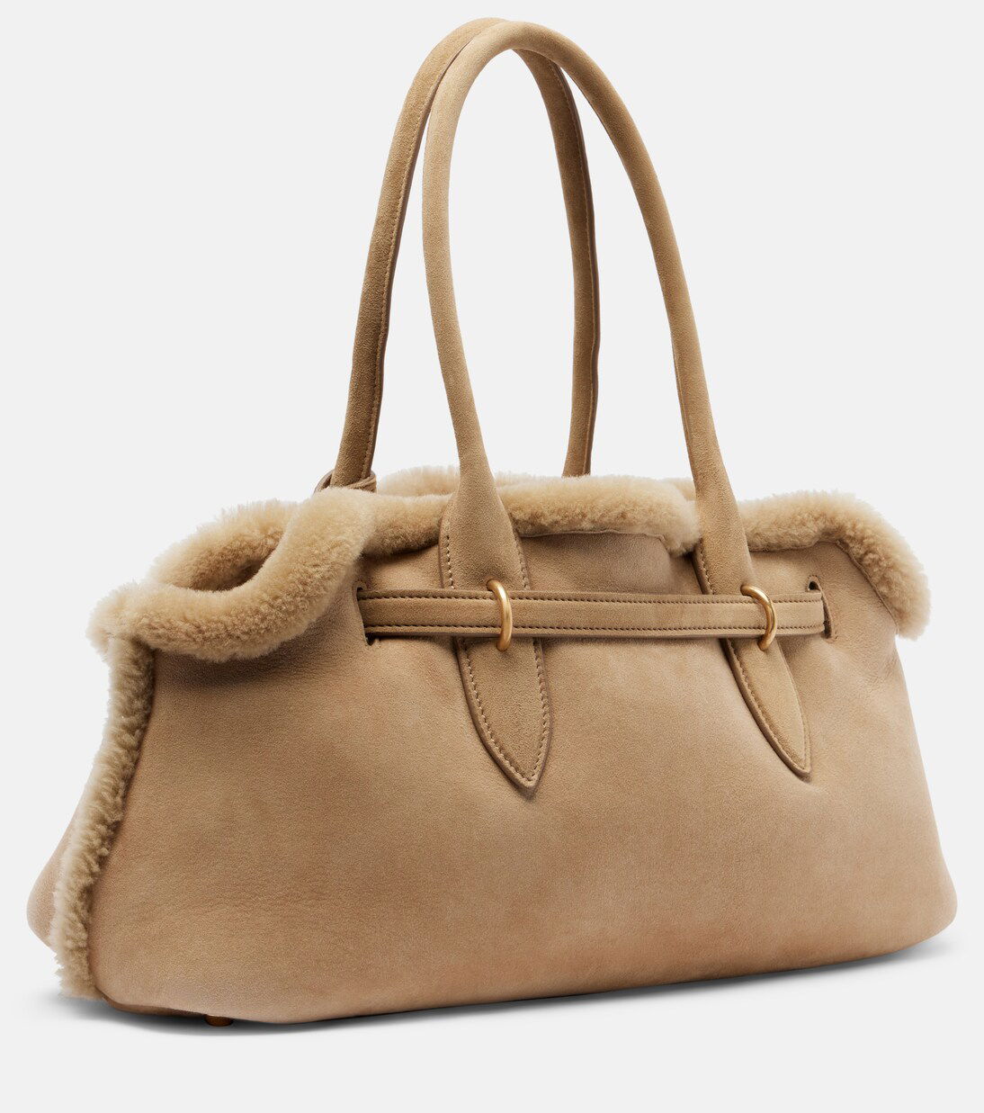 MIU MIU Adventure Shearling-lined Suede Tote Bag | endource