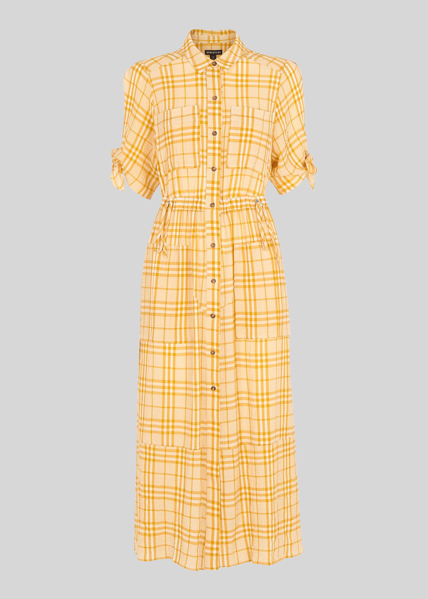 WHISTLES Alphina Check Dress in Yellow/Multi | endource