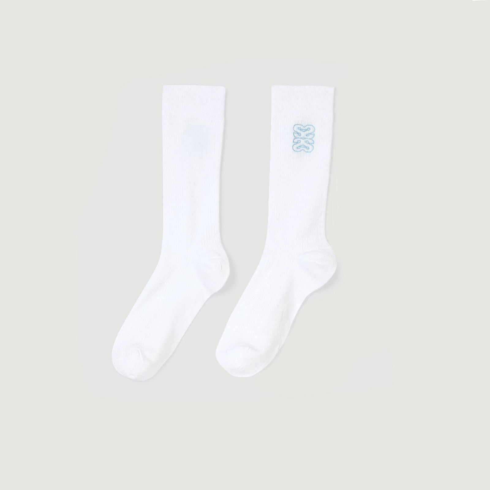 SANDRO Embroidered Socks in white | endource