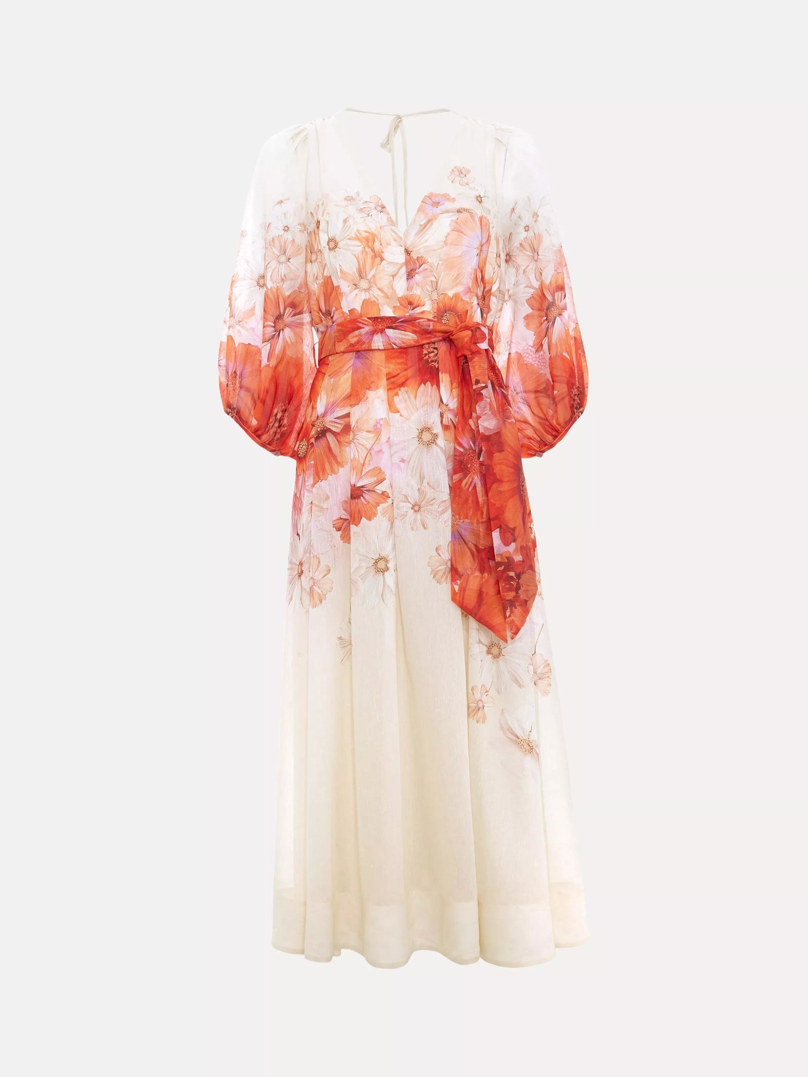 PHASE EIGHT Jaslyn V-Neck Floral Print Linen Blend Midi Dress | endource