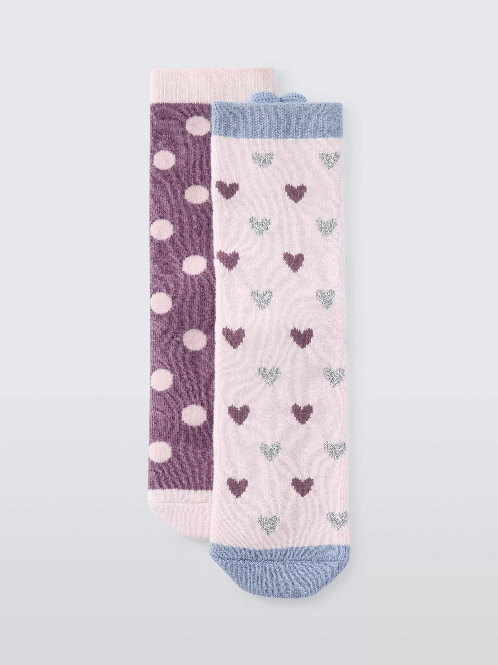 JOHN LEWIS Spots And Hearts Slipper Socks, Pack Of 2 in Multi | endource