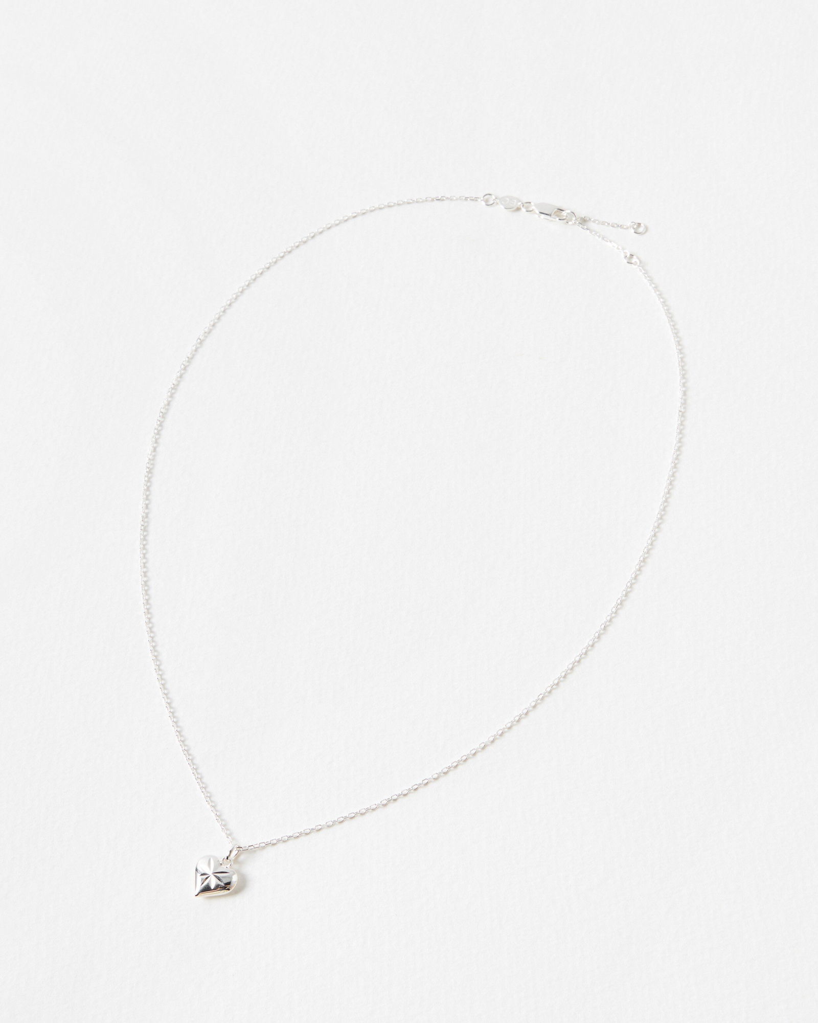 OLIVER BONAS Cora Engraved Heart Charm Silver Pendant Necklace | endource