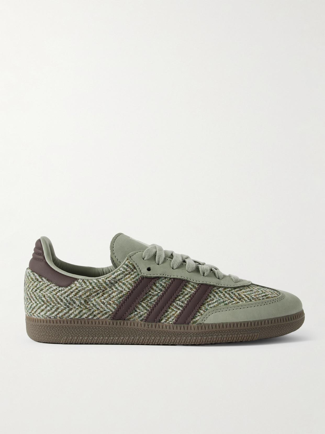 ADIDAS ORIGINALS Samba OG Leather-Trimmed Herringbone Tweed And Nubuck ...