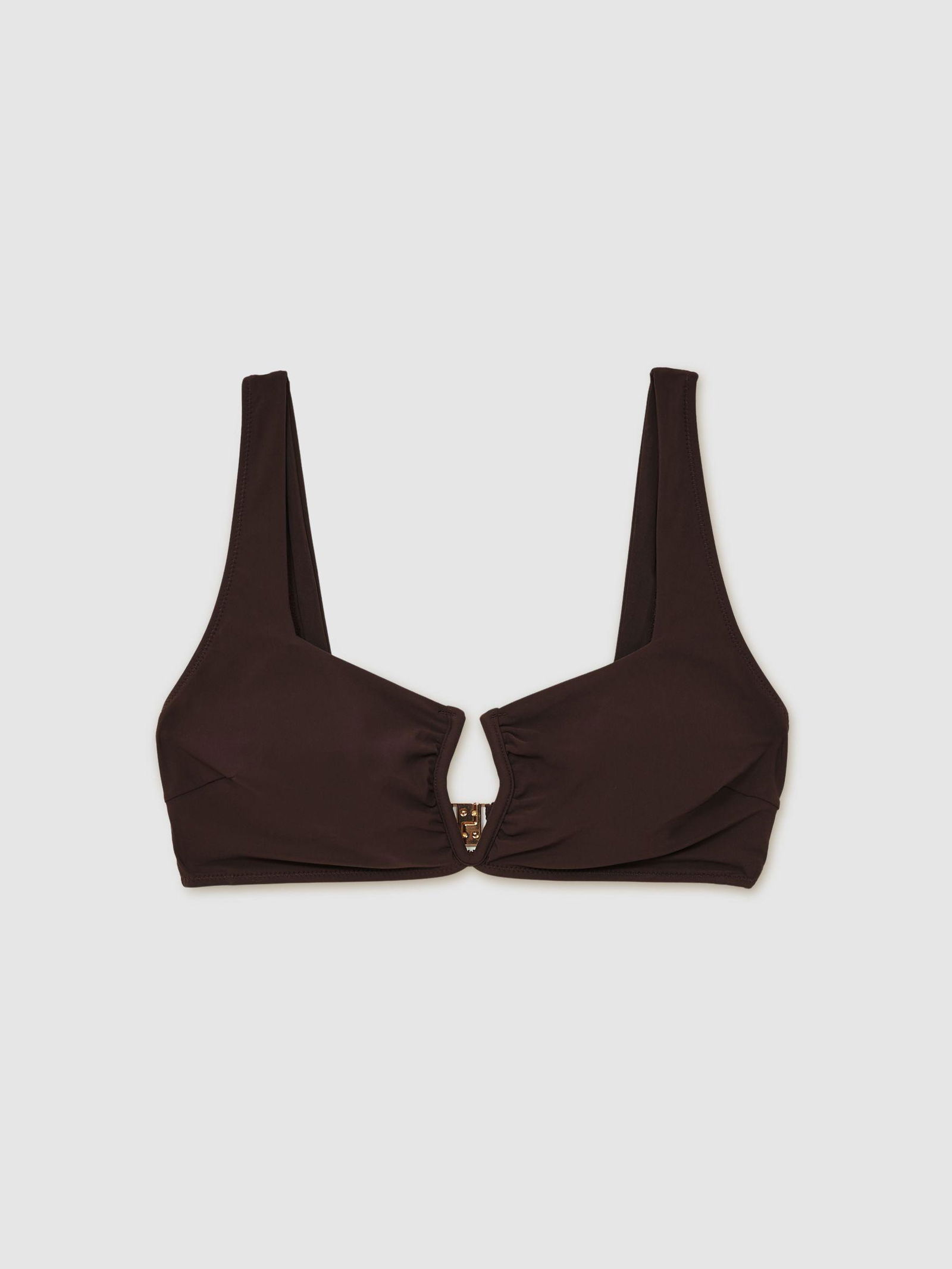 REISS V-Front Bikini Top in Mocha | endource