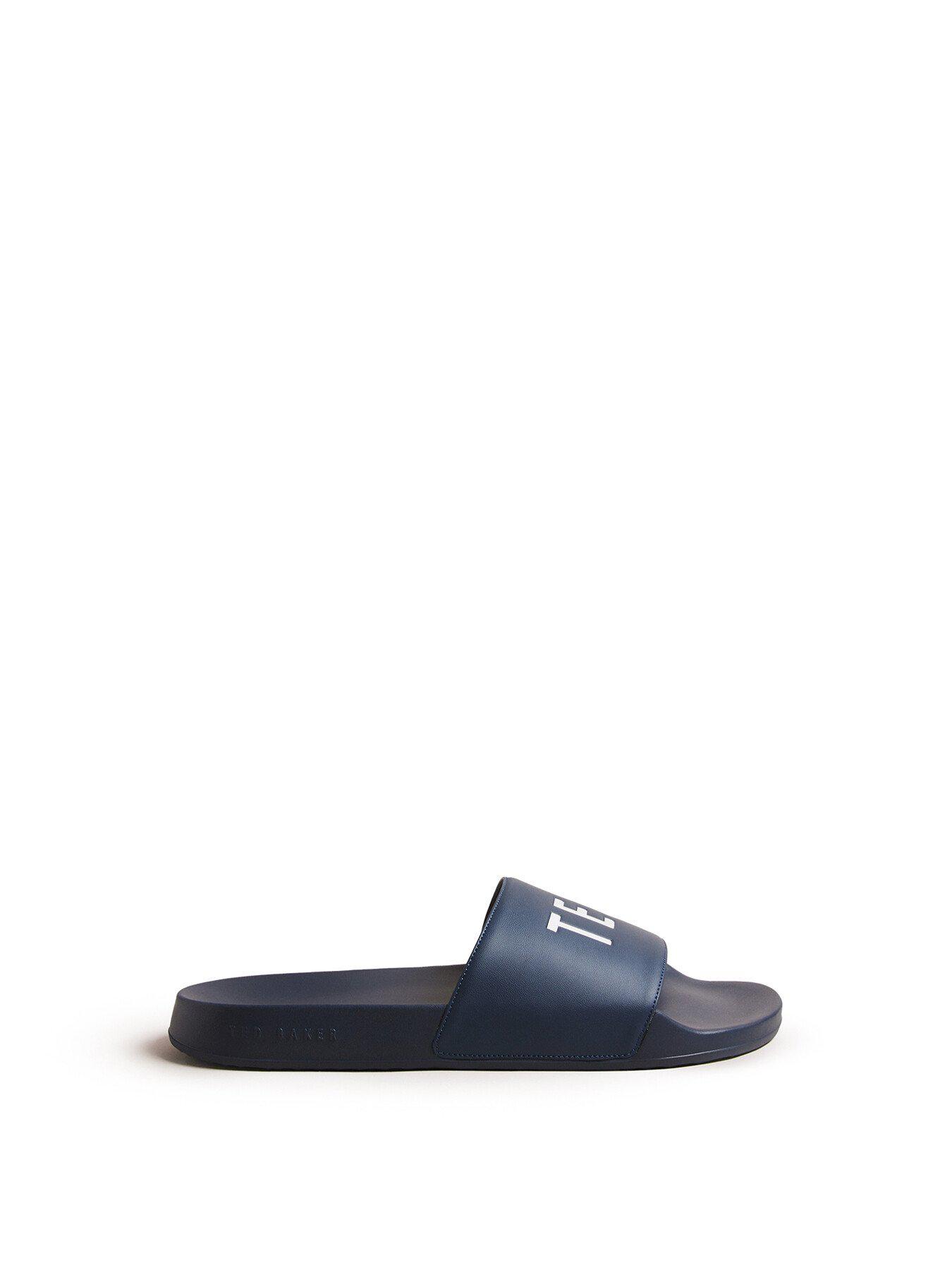 TED BAKER Auly Brand Embossed Pool Slide in NAVY | Endource