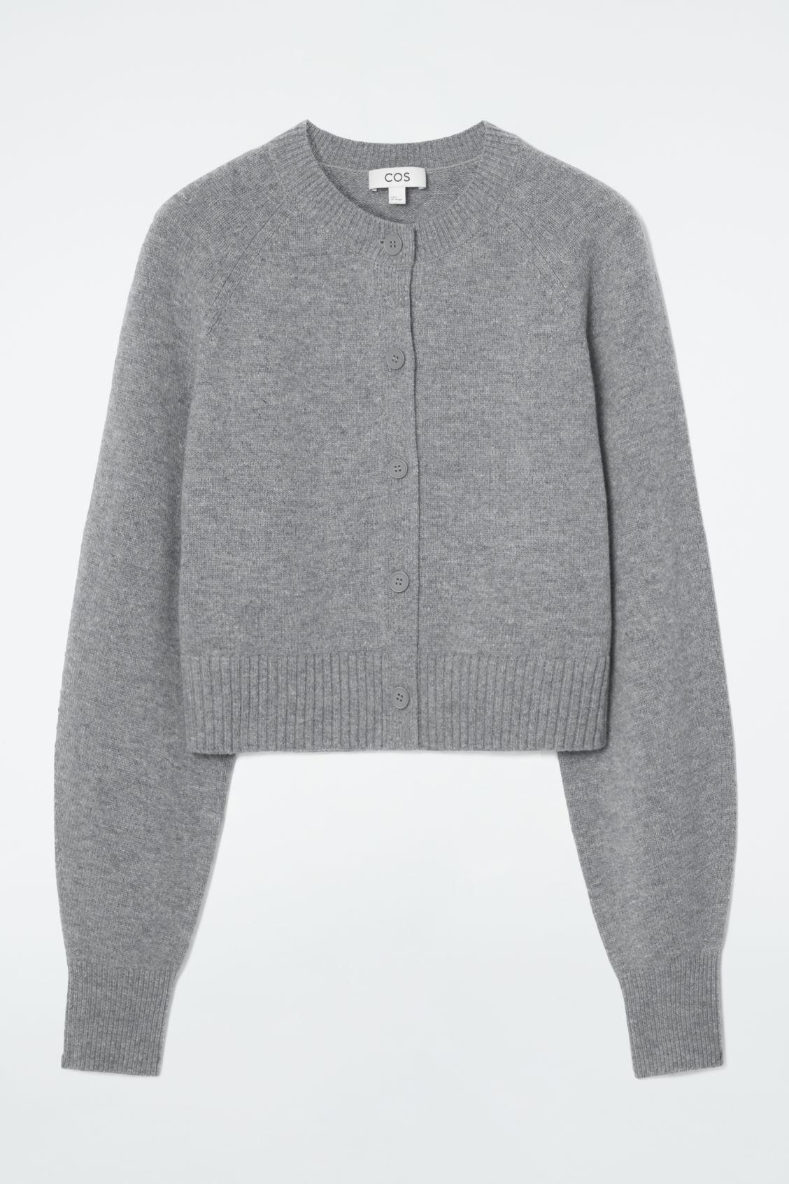 COS Cropped Wool Cardigan in GREY MÉLANGE | endource