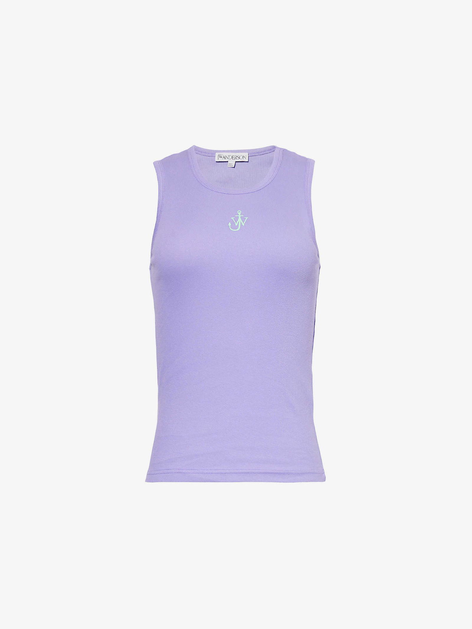 JW ANDERSON Embroidered-Anchor Ribbed Cotton Top in LAVENDER | endource