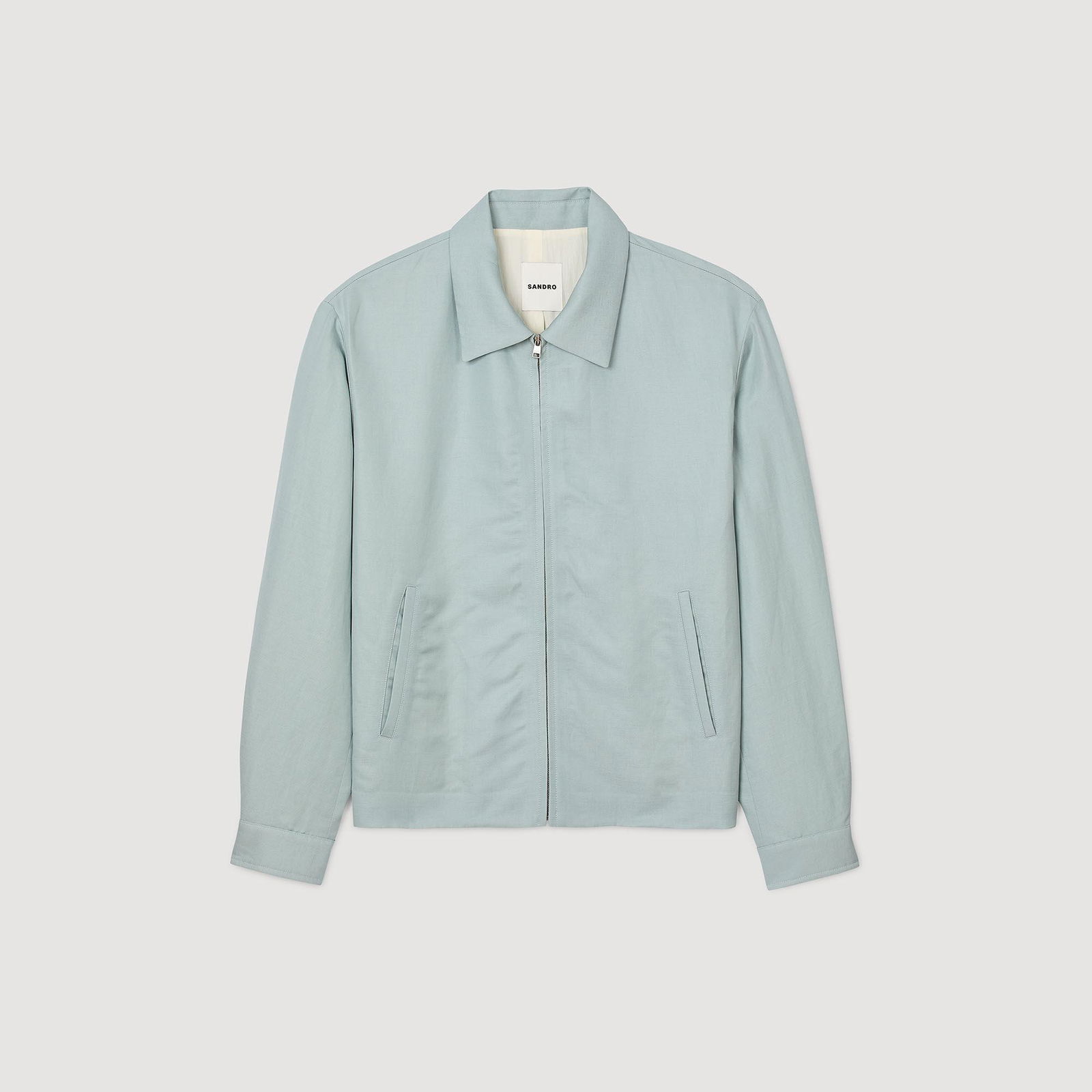 SANDRO Zip-Up Jacket in Chambray. | endource