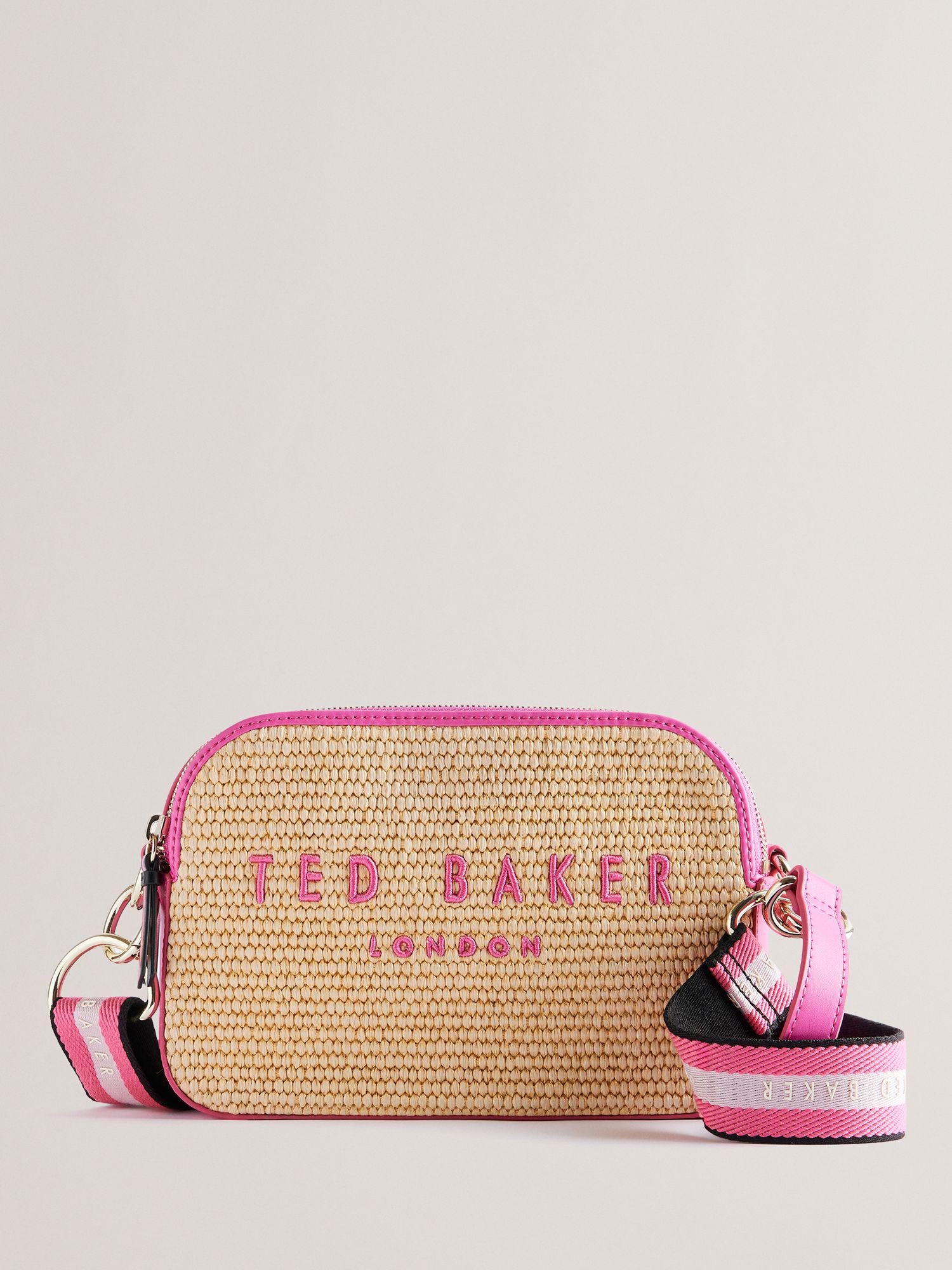 TED BAKER Stelio Embroidered Raffia Webbing Camera Bag in Bright Pink ...