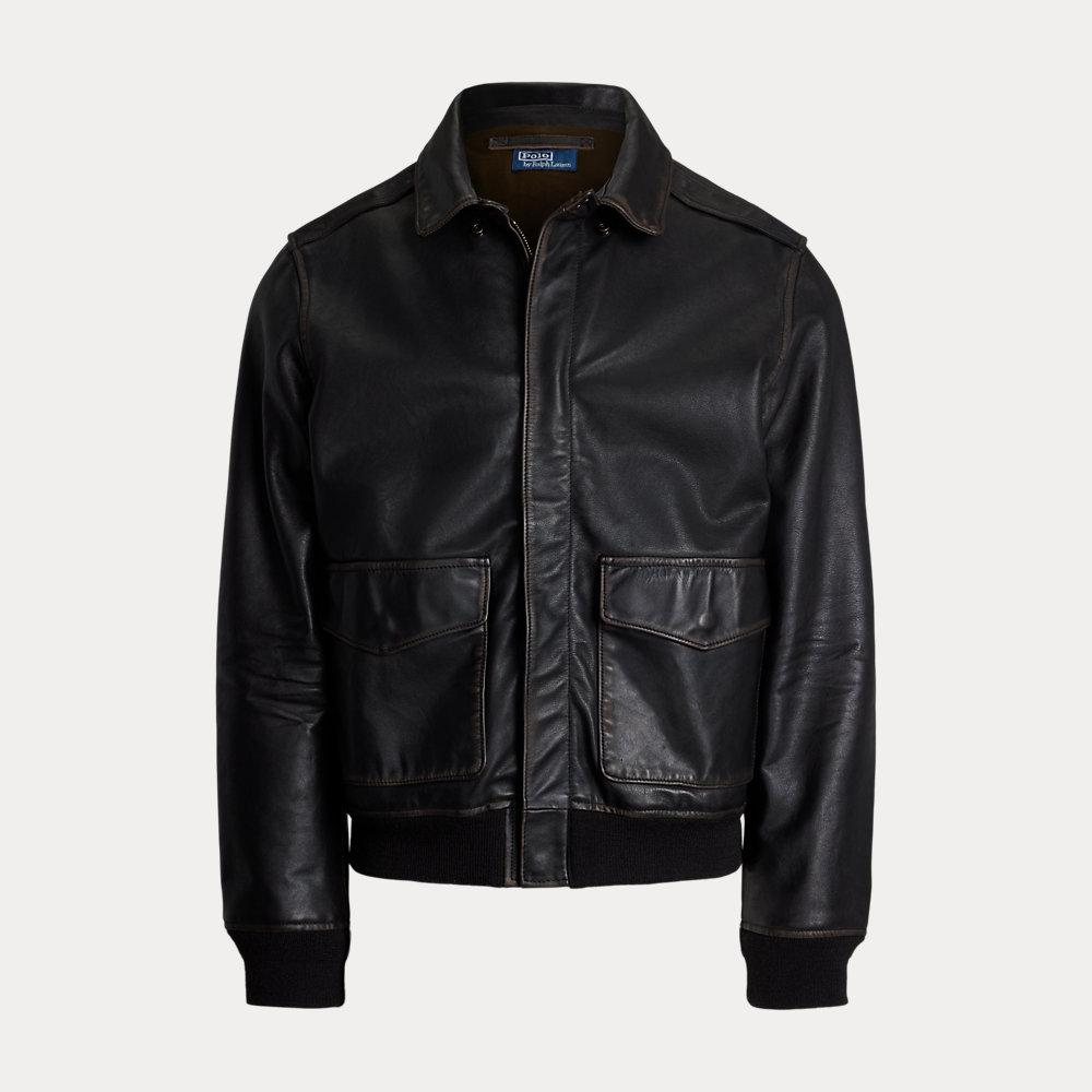 POLO RALPH LAUREN Leather Bomber Jacket in Brown | endource