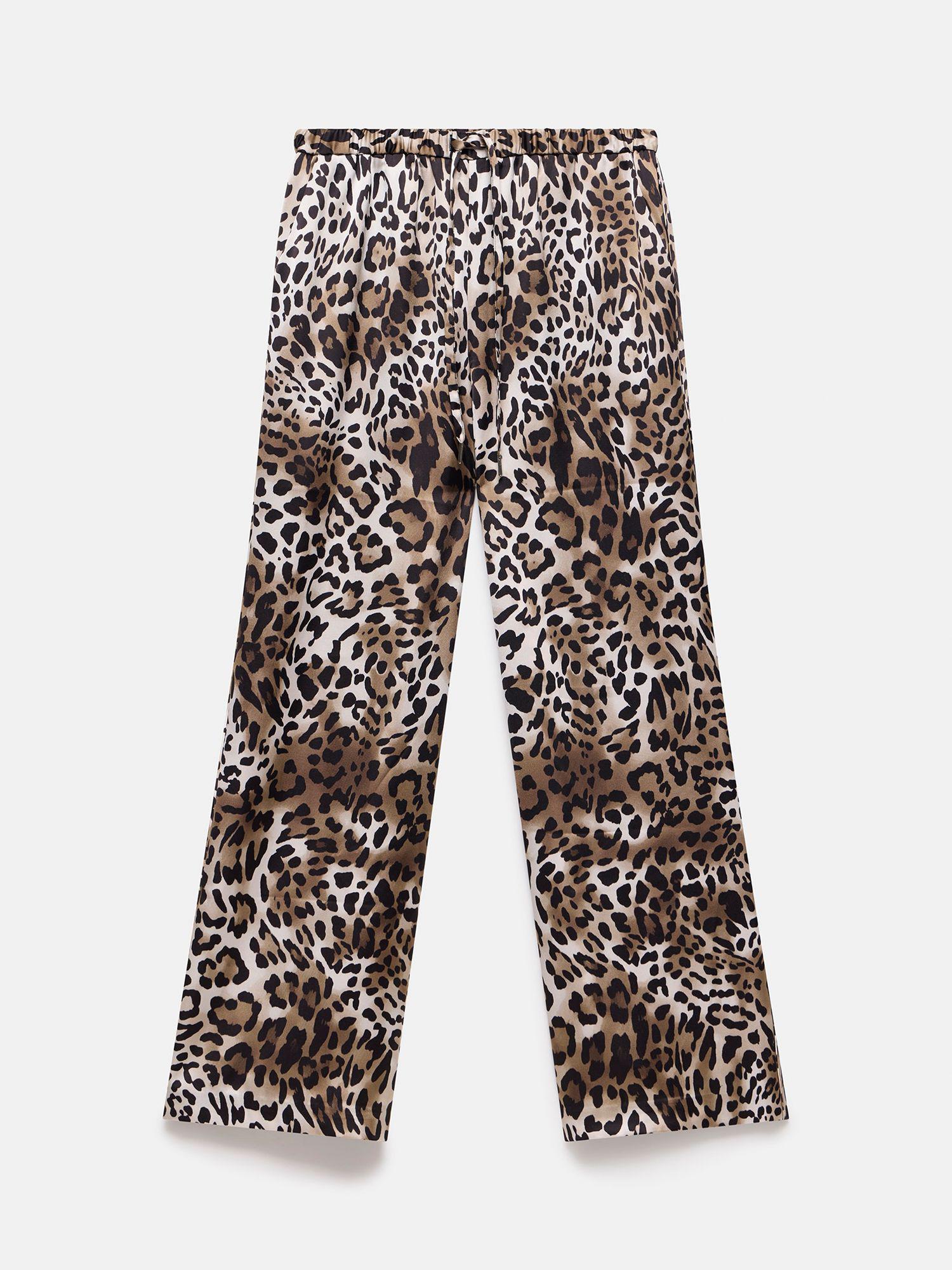MINT VELVET Animal Print Wide Leg Trousers in Grey/Multi | endource