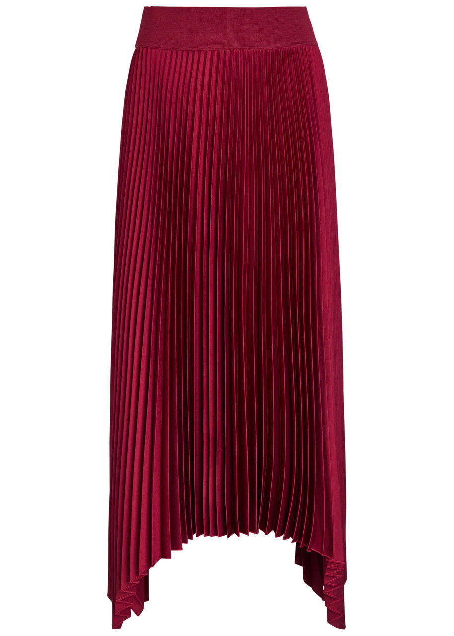 JOSEPH Ade Plissé Satin Midi Skirt | endource