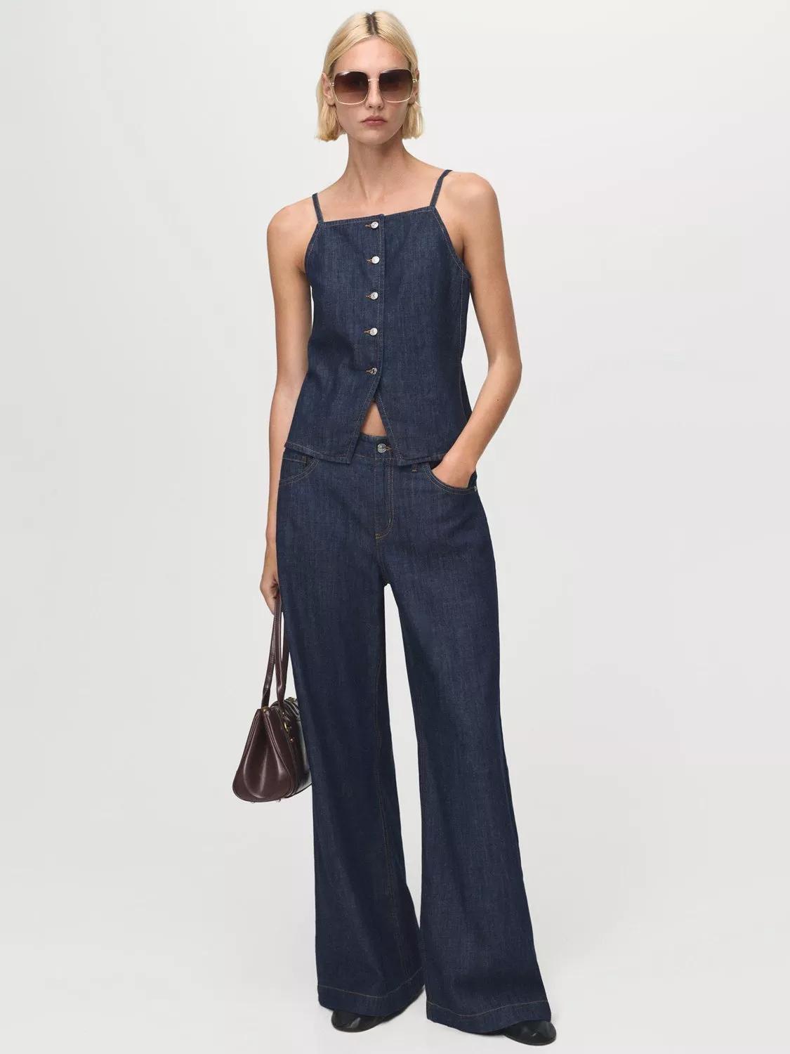 MANGO Lia Flared Jeans, Dark Blue | endource