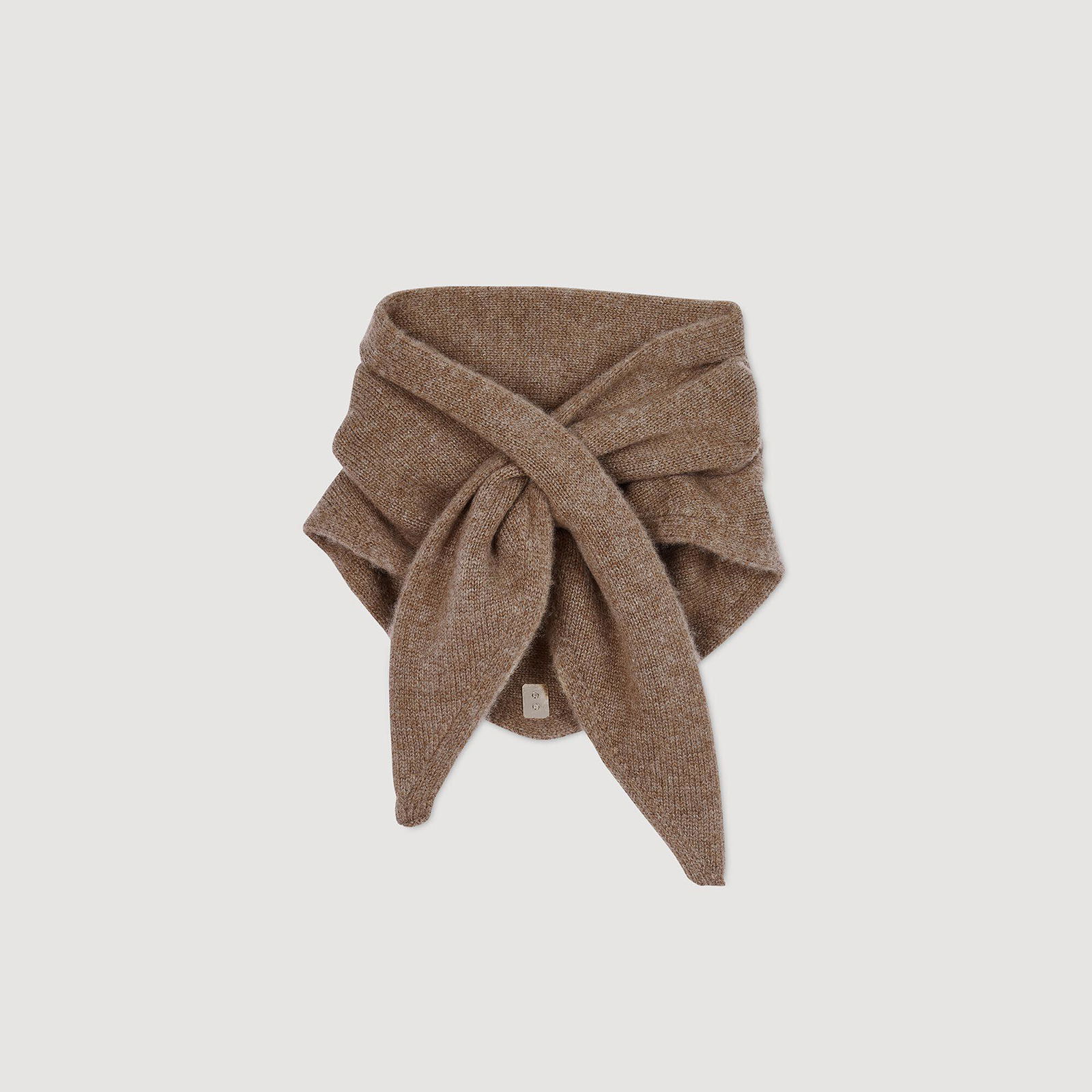 SANDRO Wool And Cashmere Scarf in Camel | endource