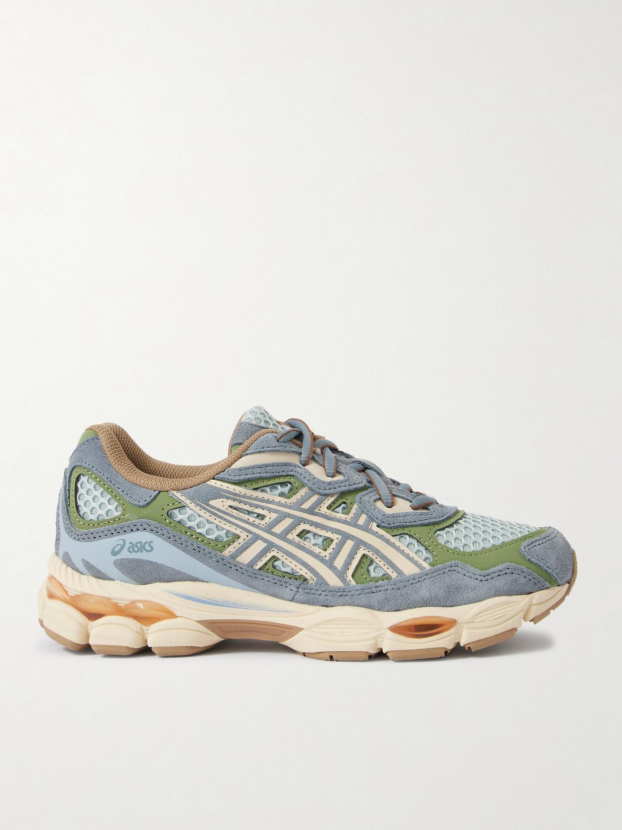 ASICS Gel-NYC Leather And Suede-Trimmed Mesh Sneakers in Blue | endource