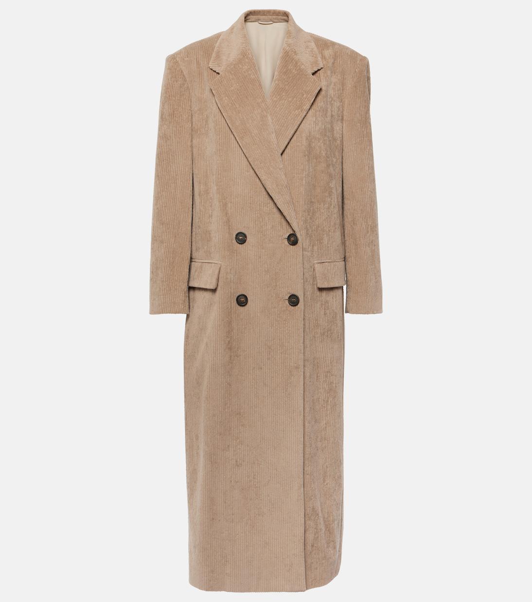 BRUNELLO CUCINELLI Double-Breasted Cotton Coat in Brown | Endource