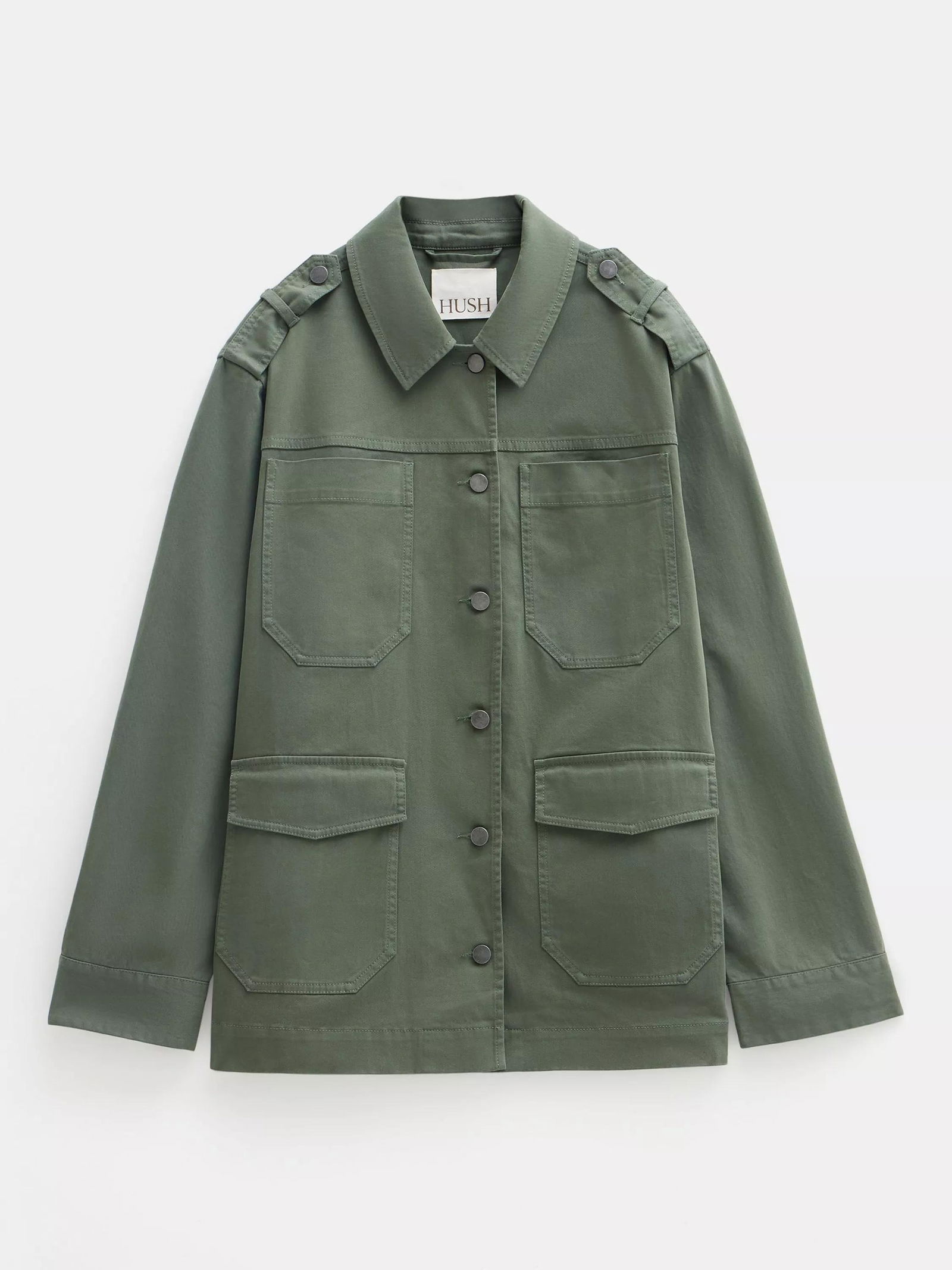 HUSH Utility Jacket in Khaki Green | endource
