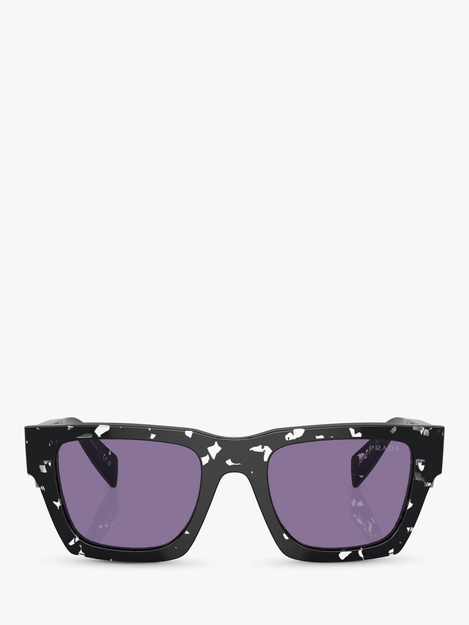 PRADA PR A06S Men's Rectangular Sunglasses in Black Tortoise/Violet ...