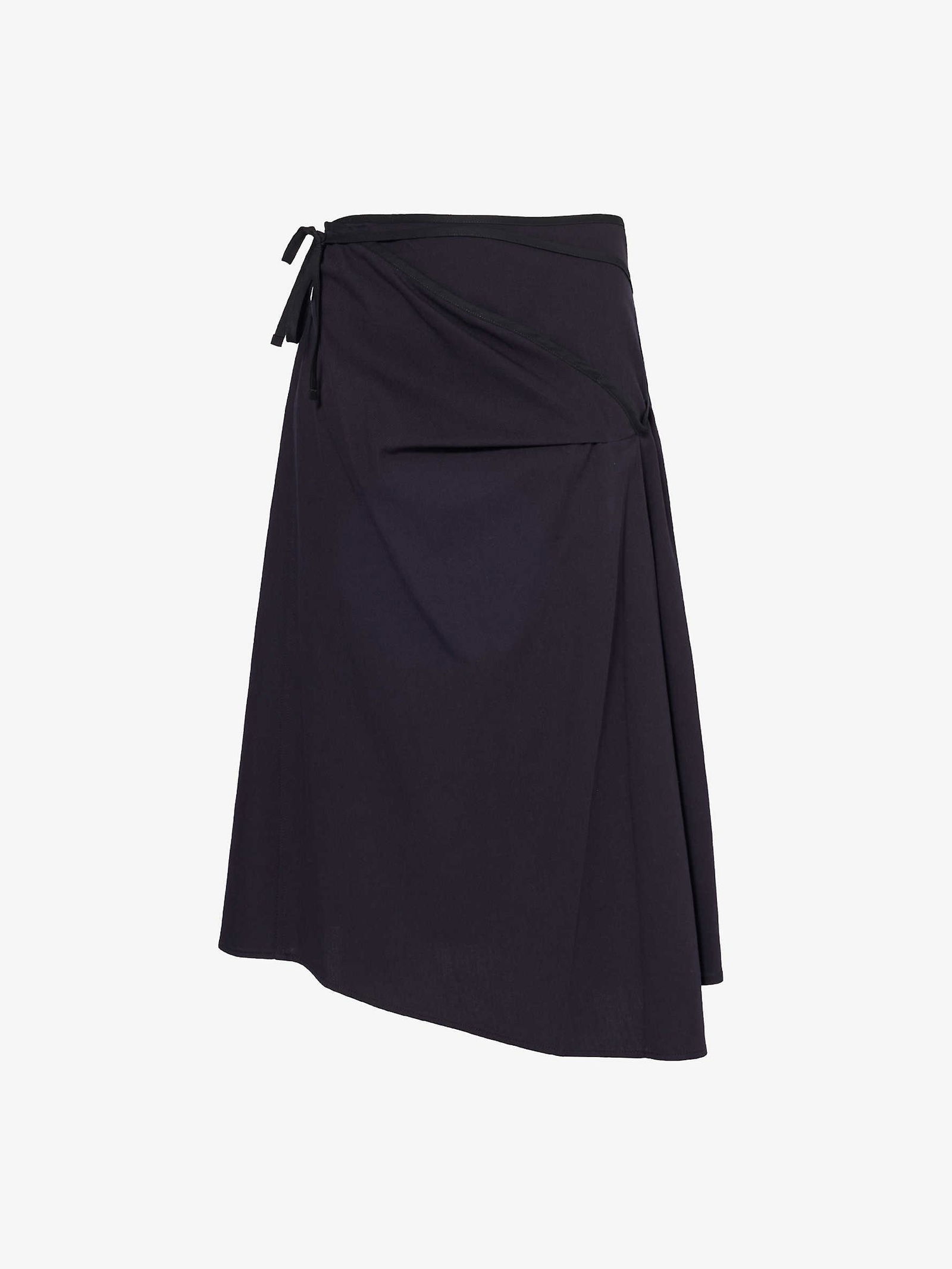 LEMAIRE Wrap-Front Self-Tie Midi Skir in MIDNIGHT INDIGO | endource