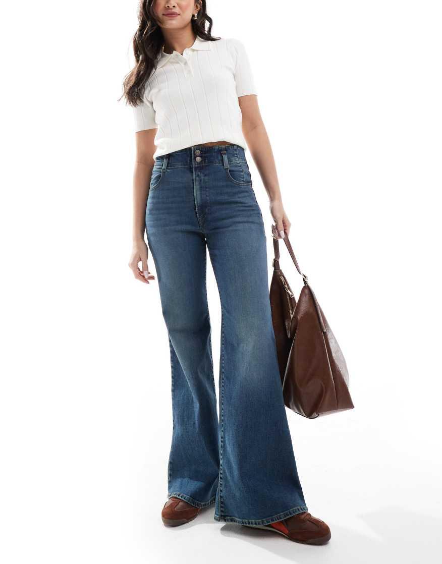 LEVI'S Ribcage Bells High Rise Flare Jeans With Corset Detail in BLUE ...
