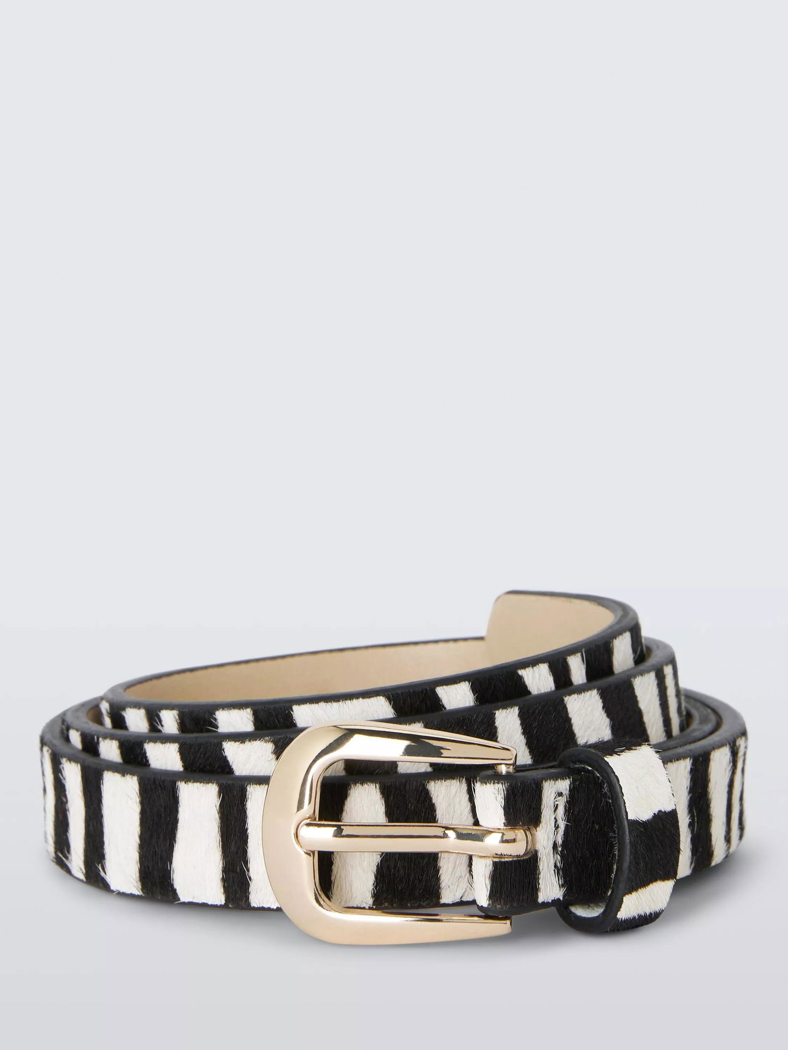 JOHN LEWIS Sarah Zebra Print Leather Belt, Black/White | endource