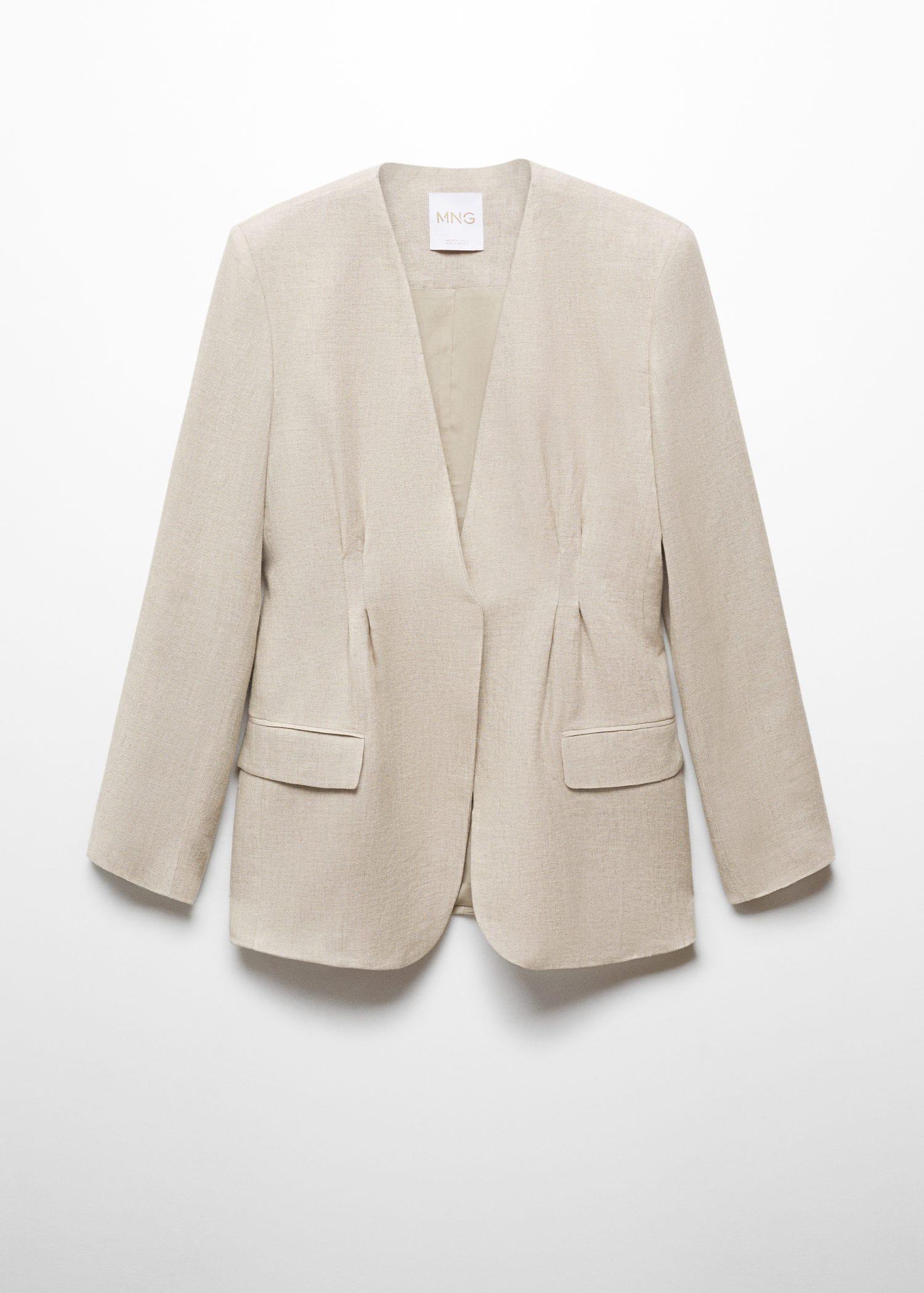 MANGO Linen Blazer Suit in Beige | Endource