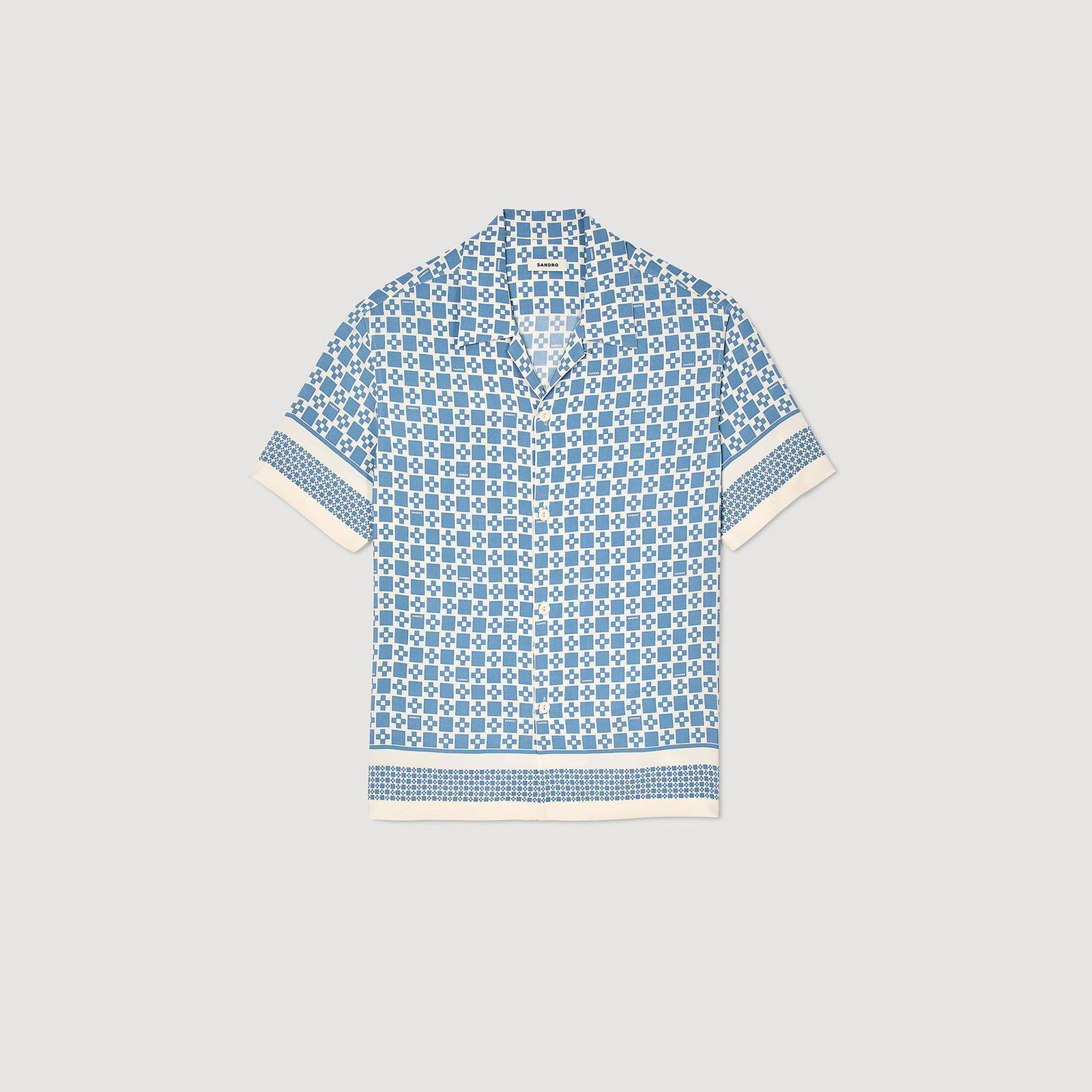 SANDRO Square Cross Motif Flowing Blouse in Black | endource