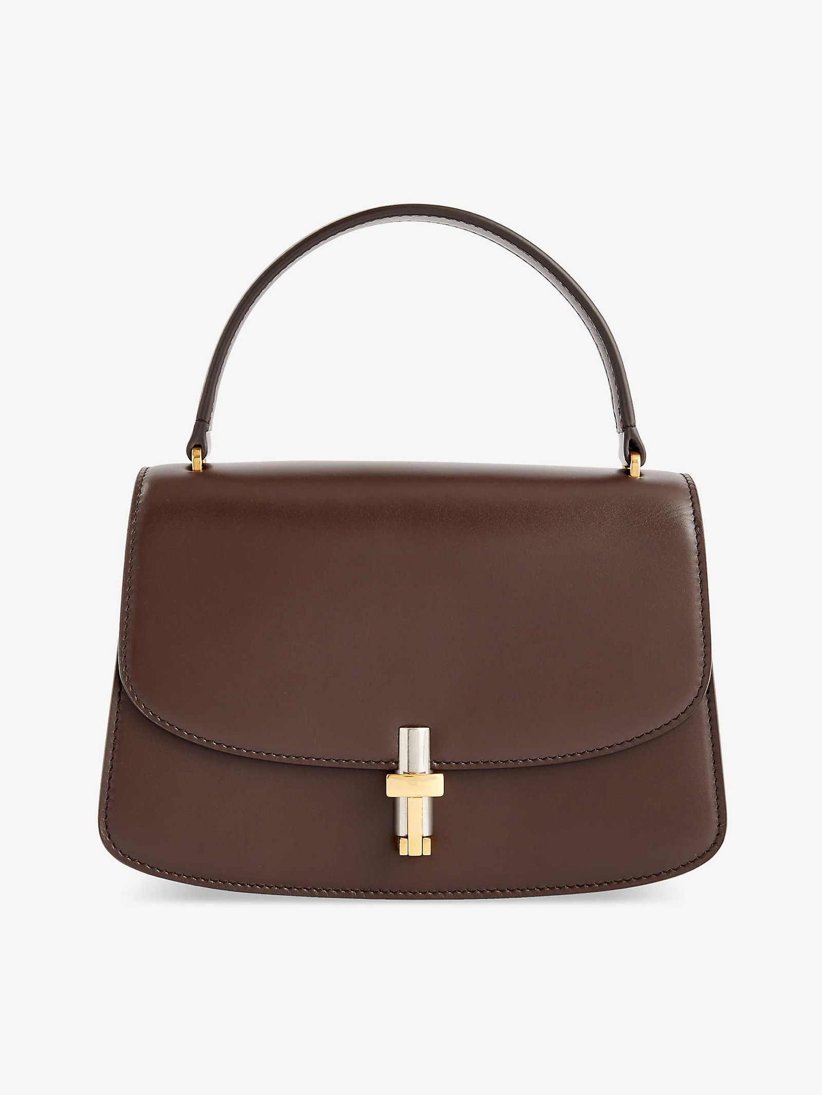 THE ROW Sofia 8.75 Leather Shoulder Bag in Dark Chocolate Ang/ans | Endource