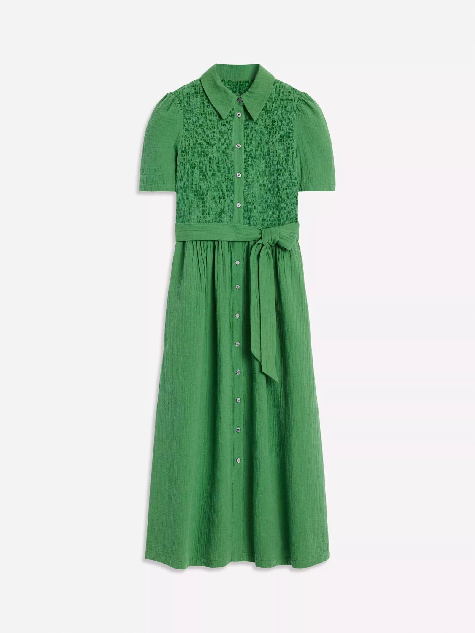 BODEN Amber Double Cloth Midi Dress in Iguana Green | endource