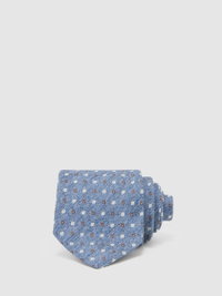 REISS Salvatore Linen-Silk Blend Micro-Square Tie In Airforce Blue ...