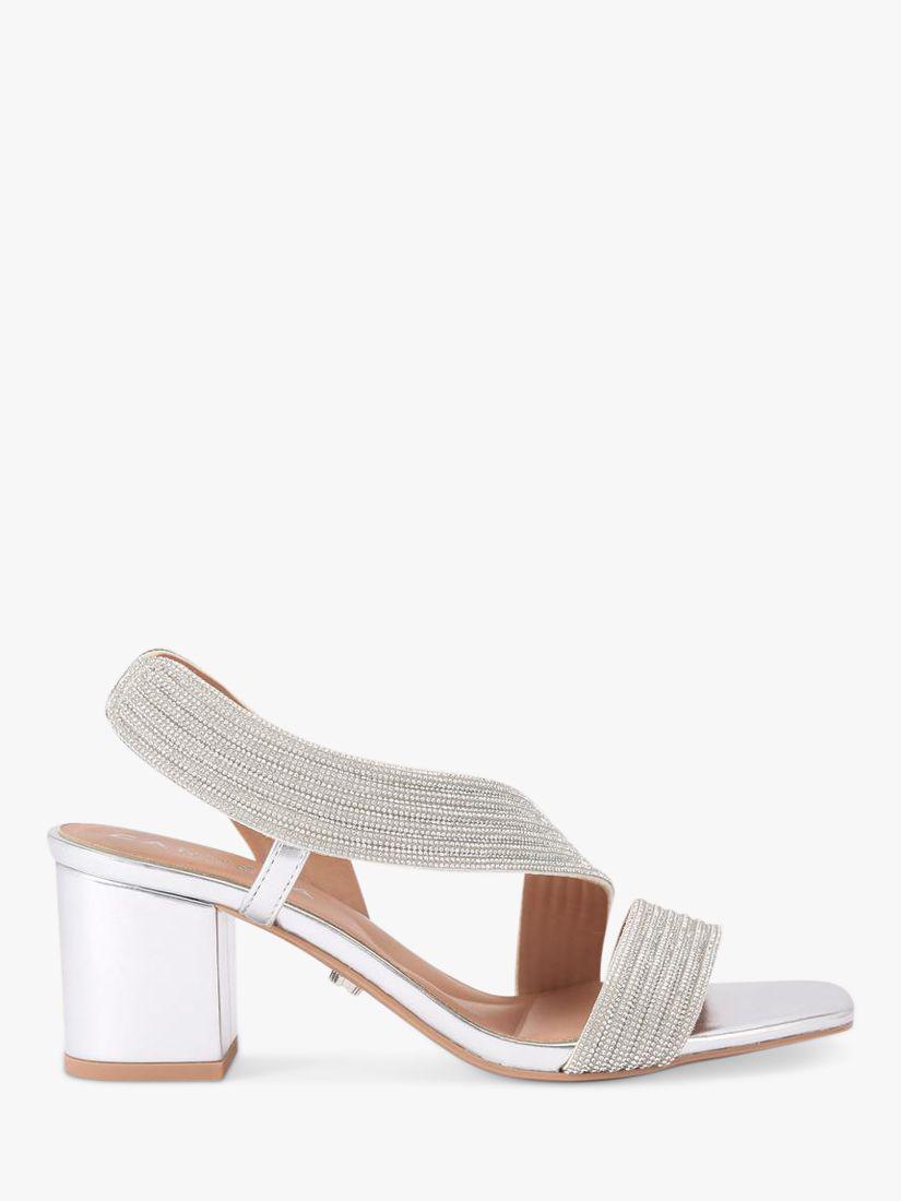 CARVELA Gala Block Heel Sandals in Silver | endource